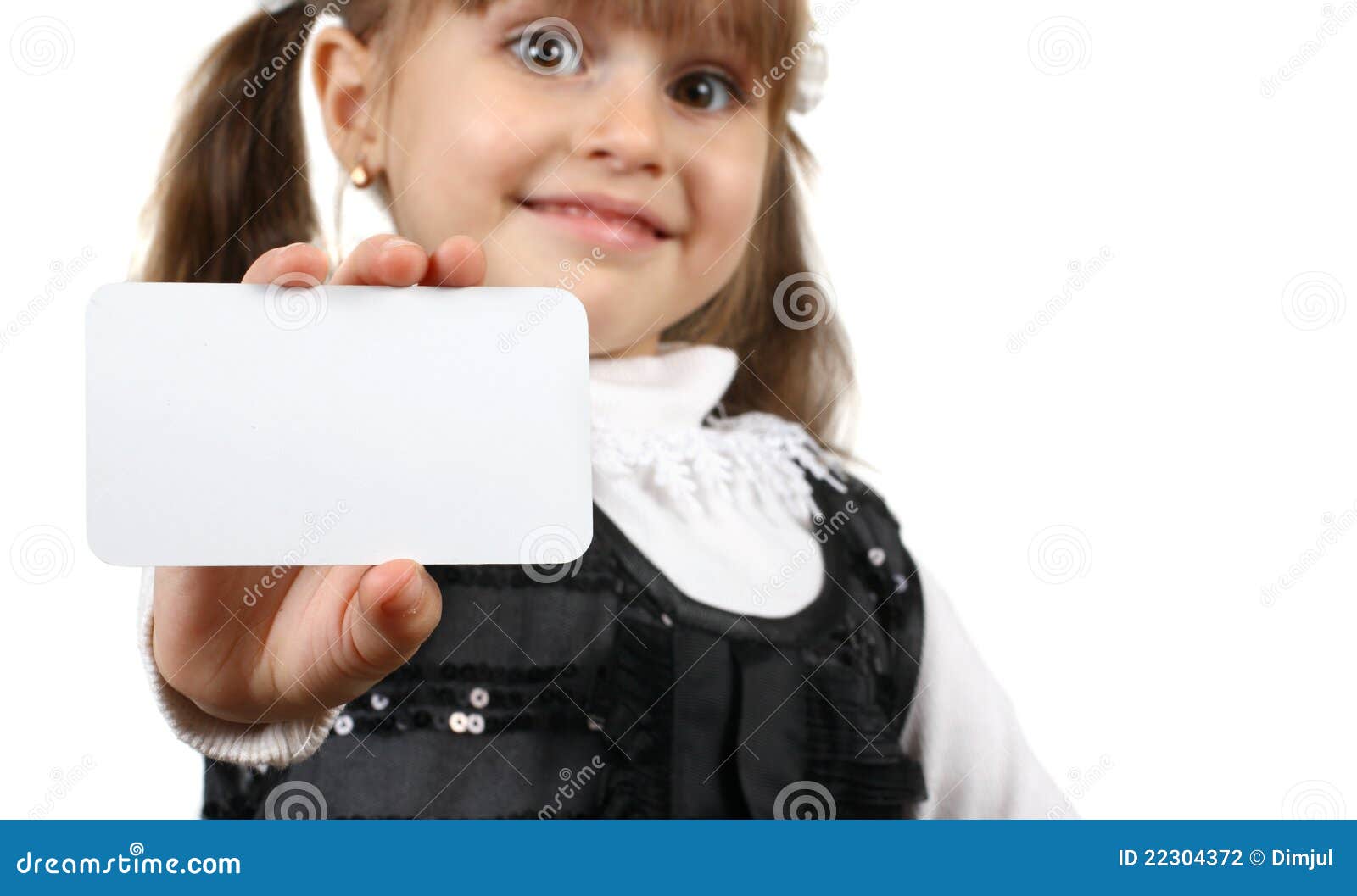 Child girl hold card stock photo. Image of poster, female - 22304372