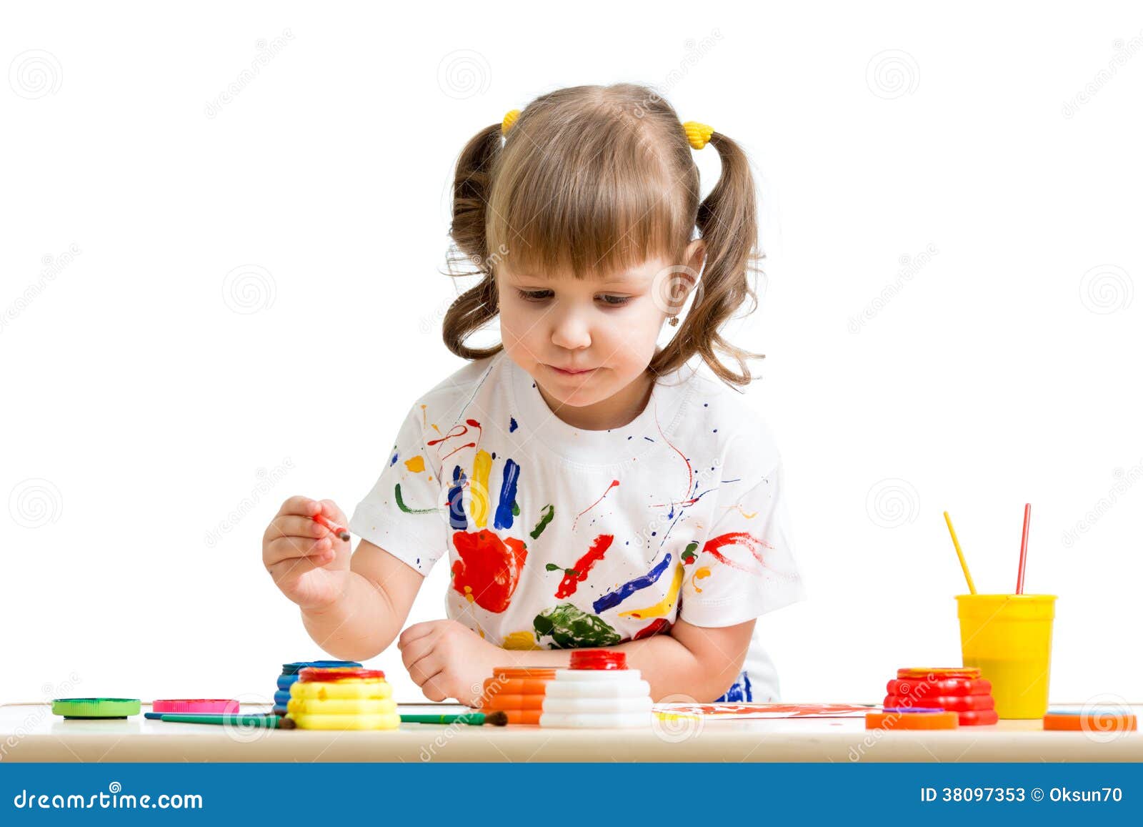 Child girl painting stock image. Image of childhood, concept - 38097353