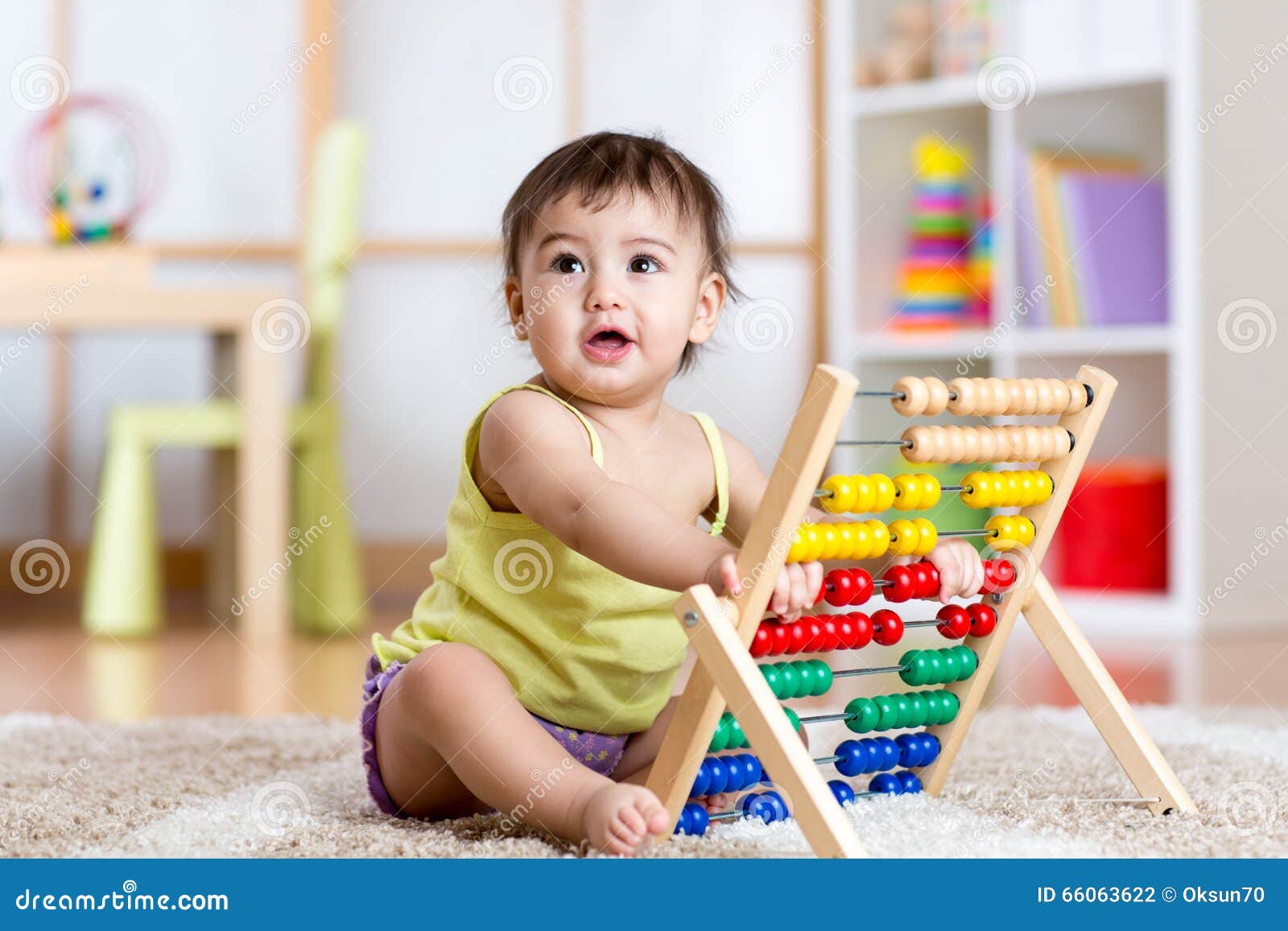 Child Girl Playing with Abacus Stock Photo - Image of counting, abacus ...