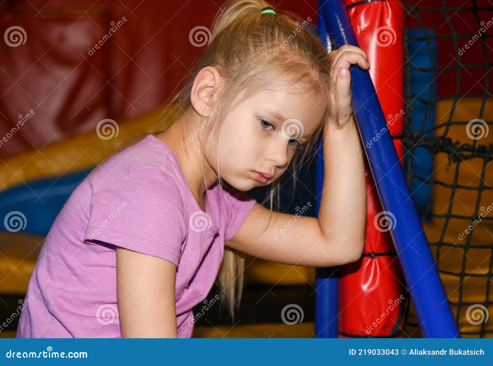 Child Girl is Sad in the Play Center Stock Image - Image of sport ...