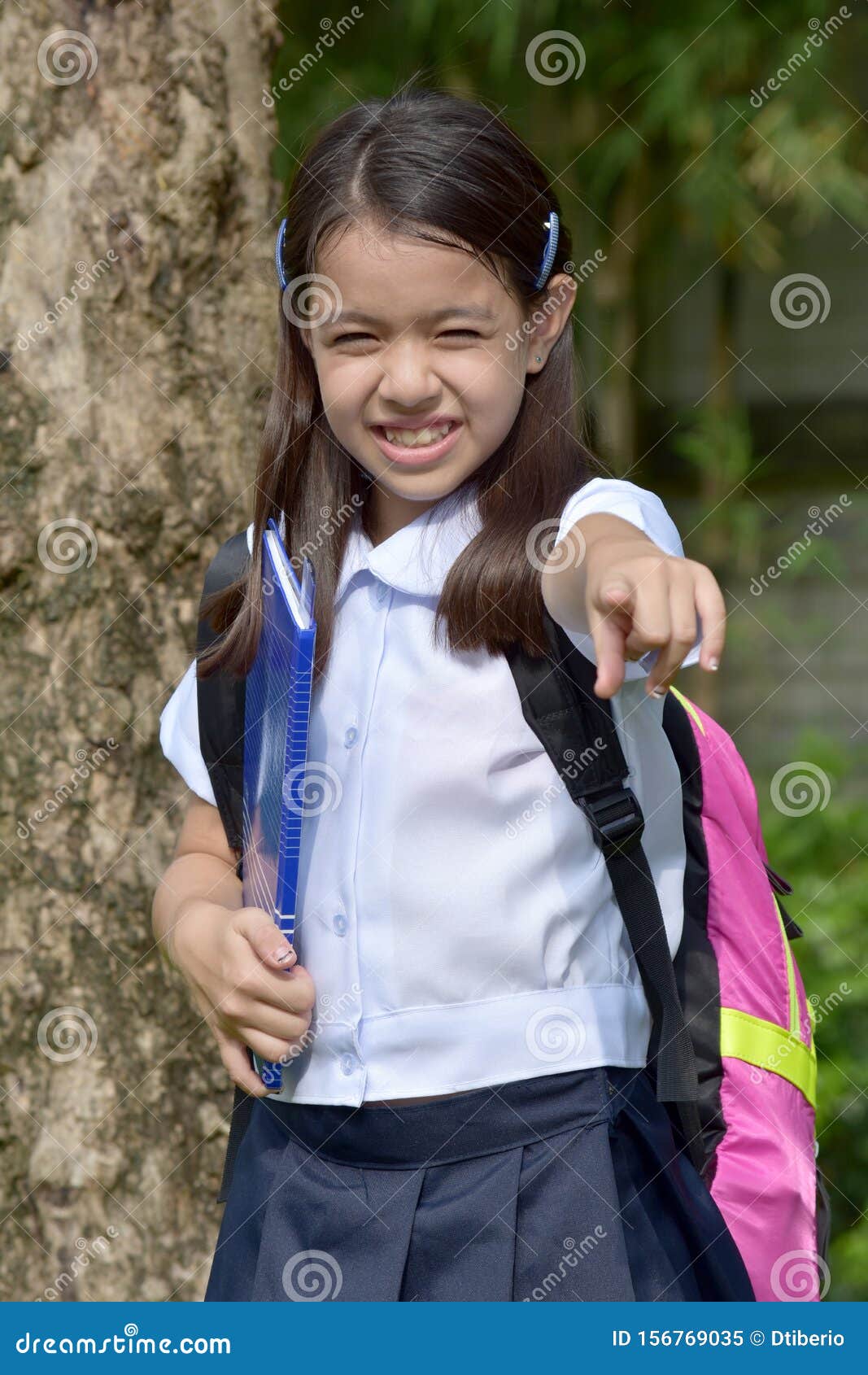 Child Girl Student Pointing with Notebooks Stock Image - Image of ...
