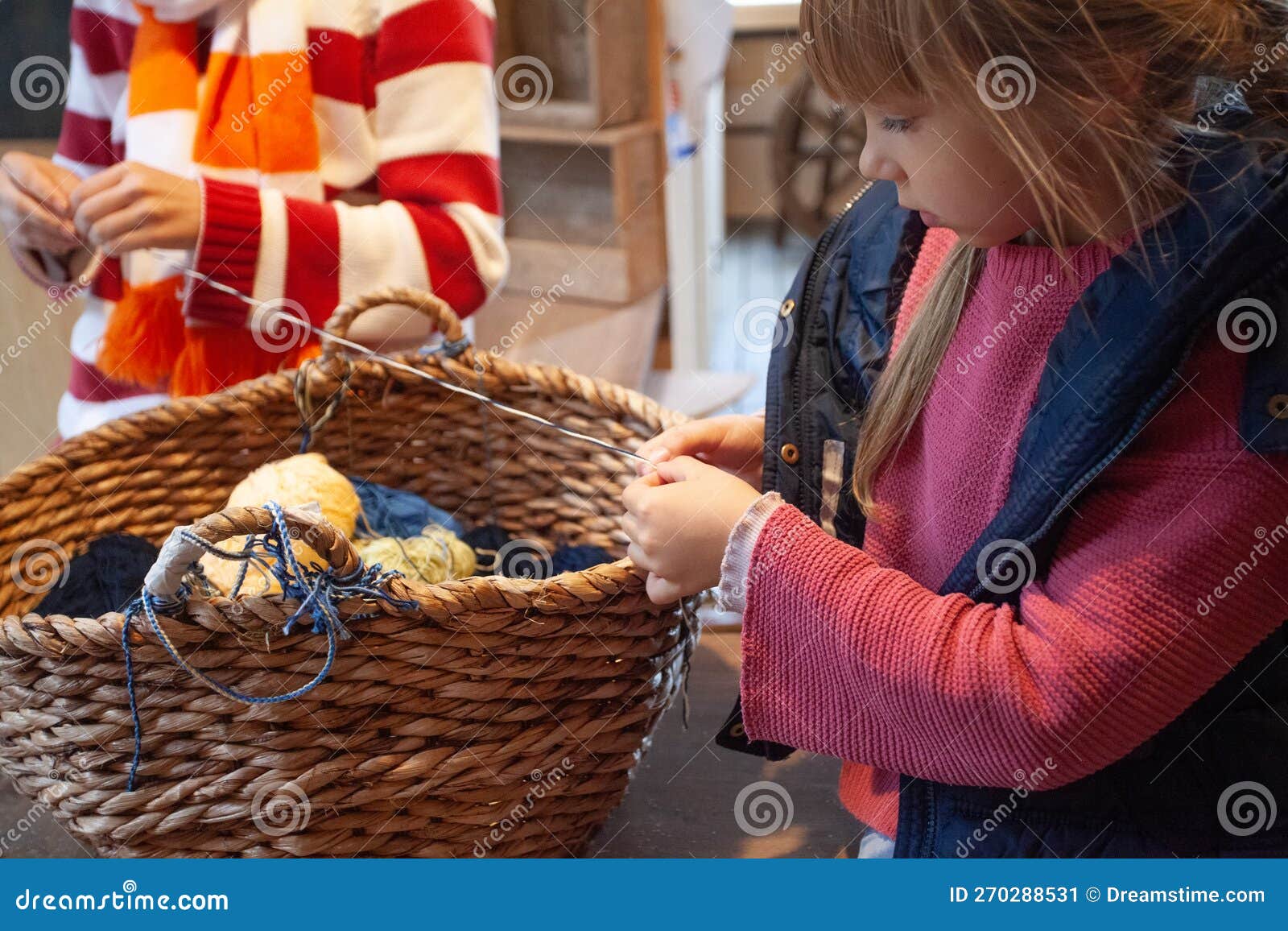 Child Girl with Thread in Hands Stock Image - Image of mother, knitwear ...