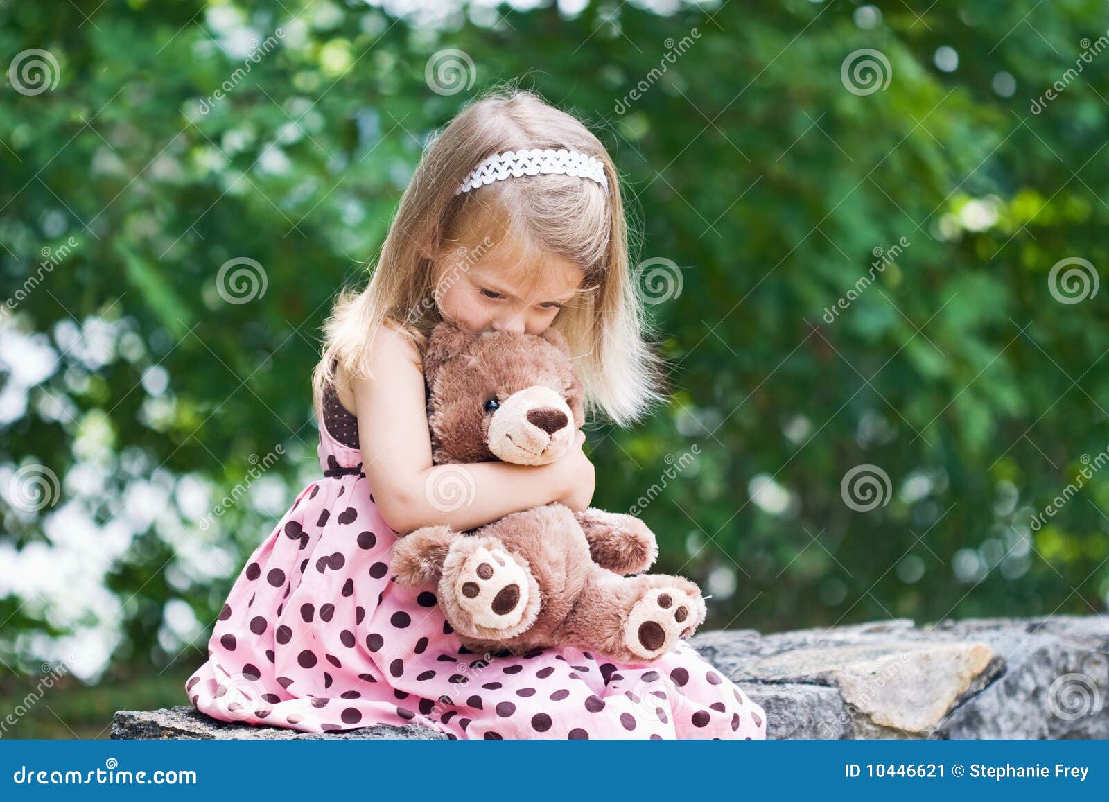 Child Giving Teddy a Hug and Kiss. Stock Image - Image of child, female ...