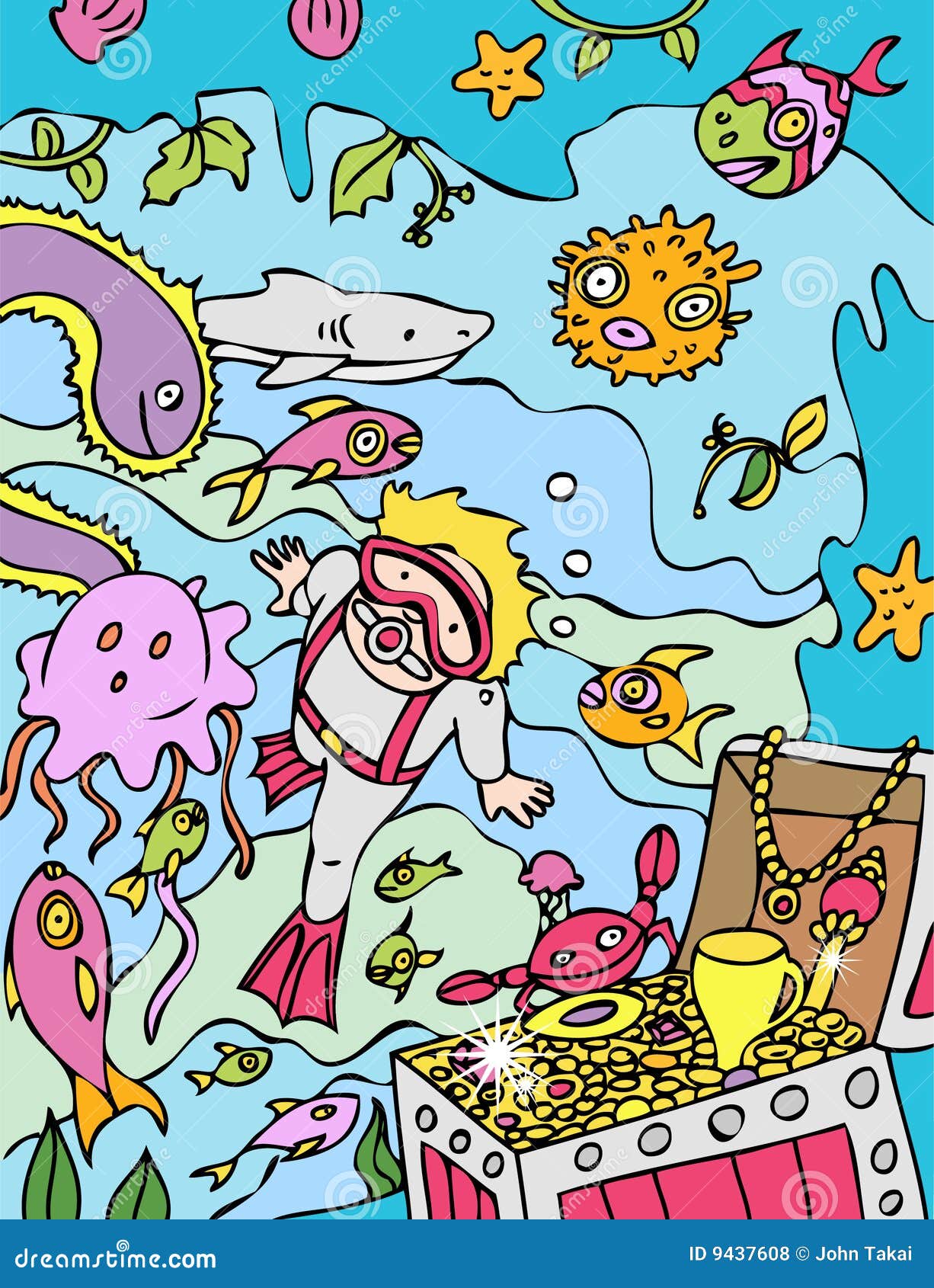 Child goes scuba diving stock vector. Illustration of discovered - 9437608