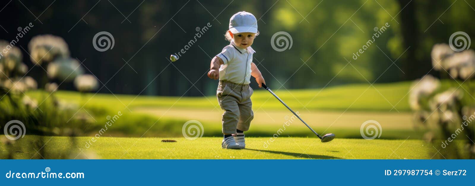 Child with a Golf Club Learning To Play Golf in Golf Stock Photo ...