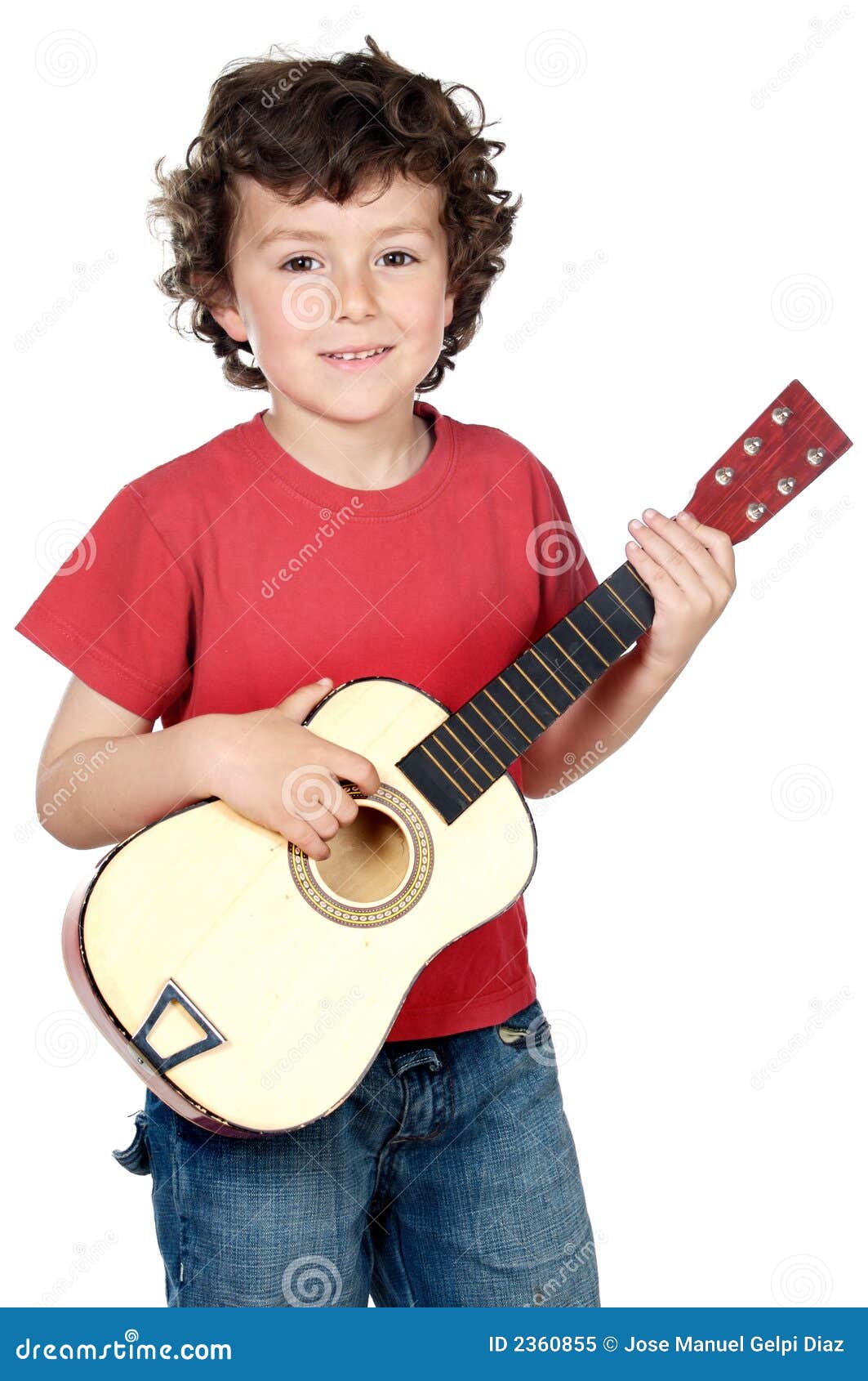 Child with guitar stock image. Image of caucasian, child - 2360855