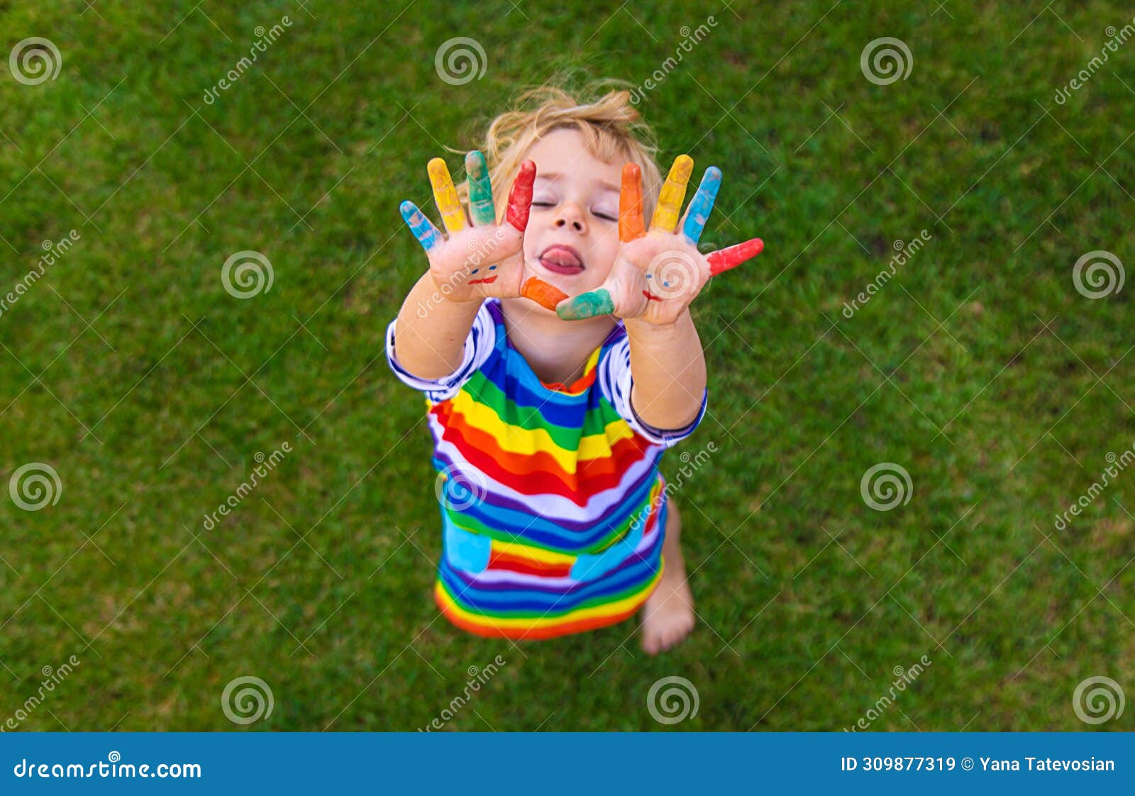 Child in Hand Draw Smile. Selective Focus Stock Image - Image of person ...