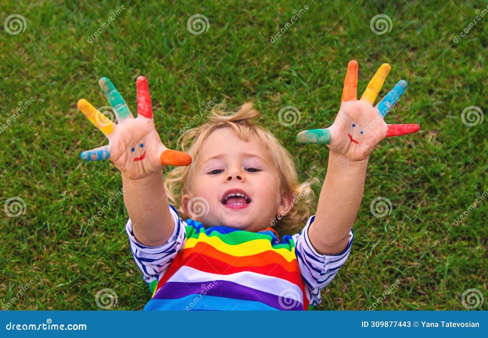 Child in Hand Draw Smile. Selective Focus Stock Image - Image of ...