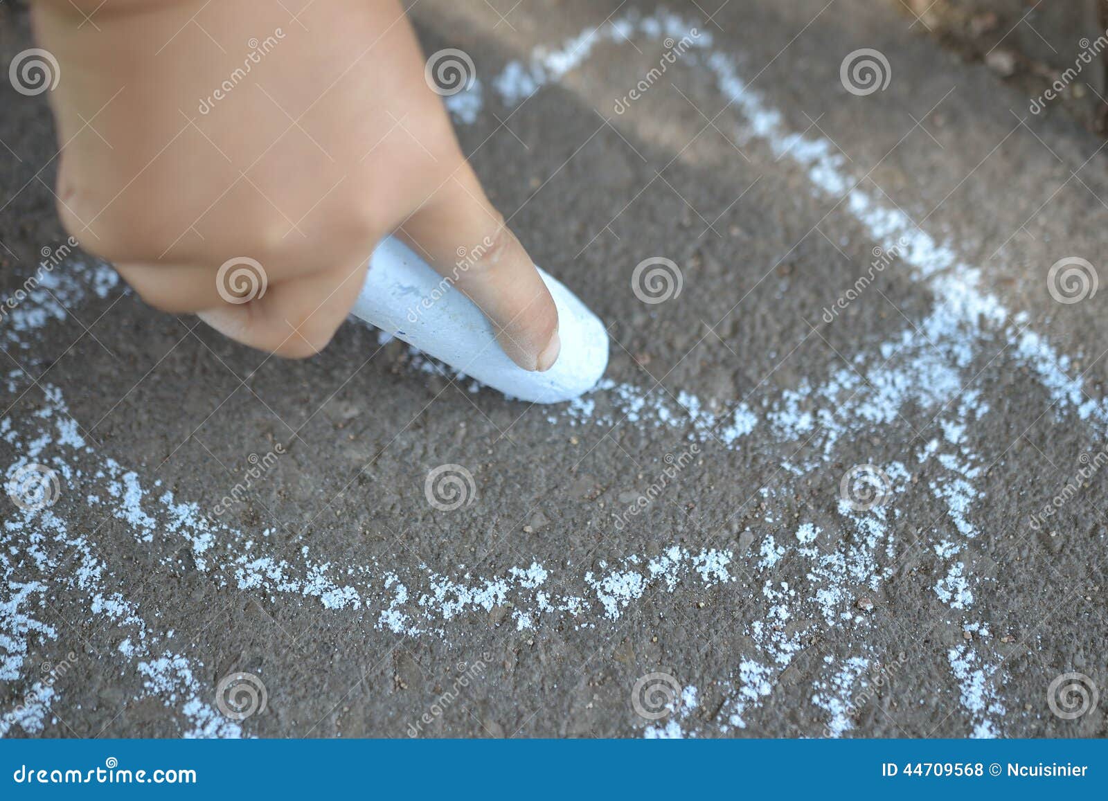 Child Hand Drawing with Chalk Stock Photo - Image of young, childhood ...