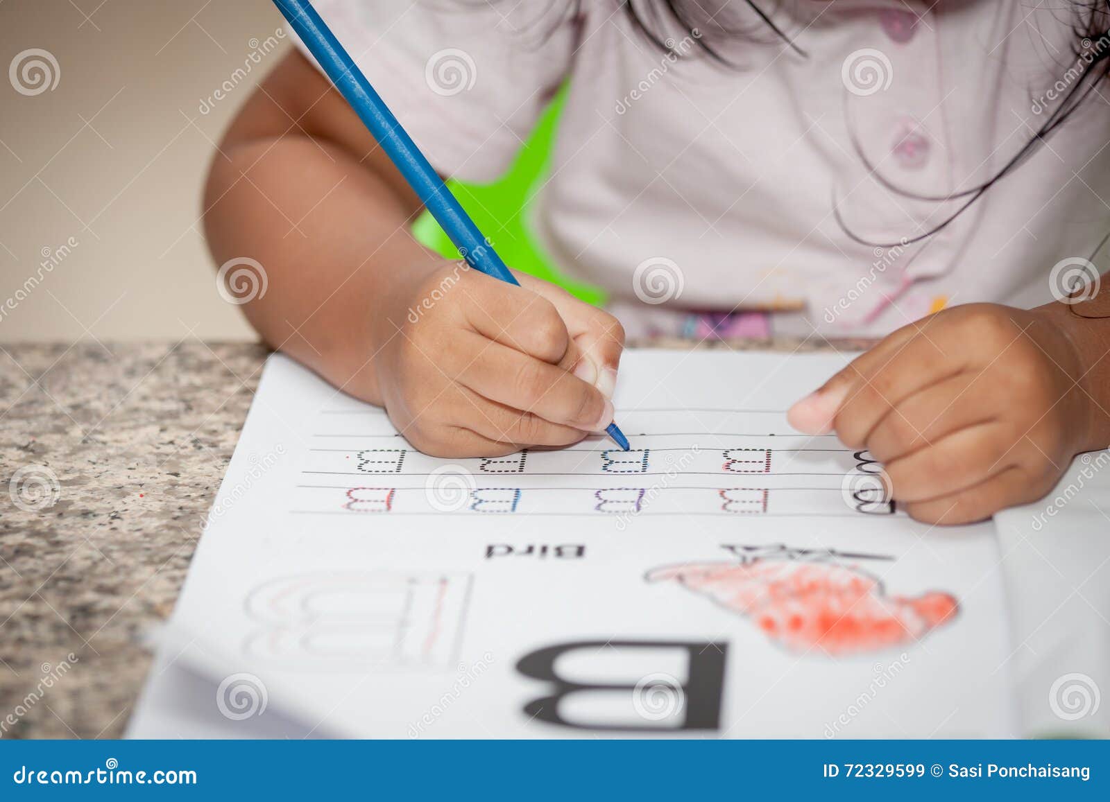 Child Hand Drawing Her Homework Stock Image - Image of beautiful ...