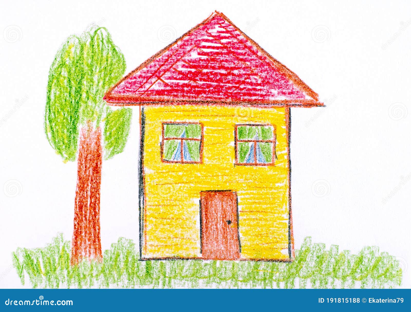 Child hand drawing House stock photo. Image of paper - 191815188