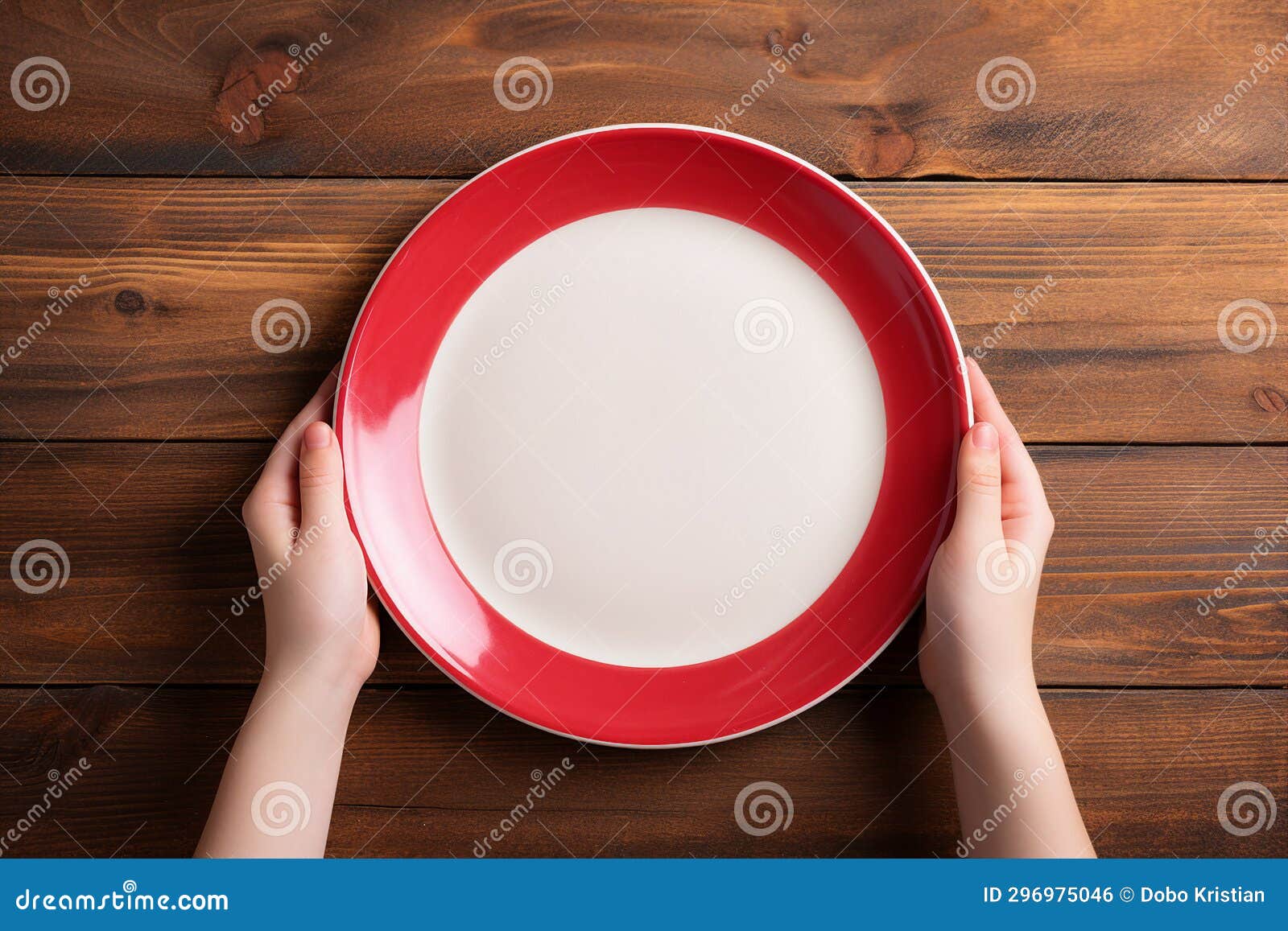 Child Hand with Empty Plate on Table Stock Illustration - Illustration ...