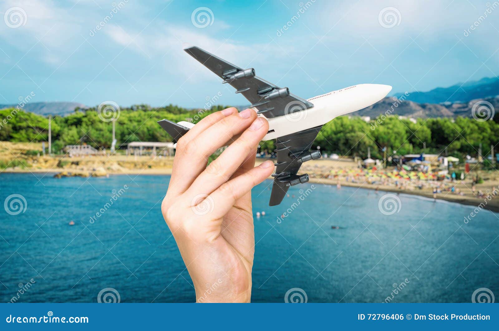 Child Hand Holding Model Airplane. Stock Photo - Image of beach ...