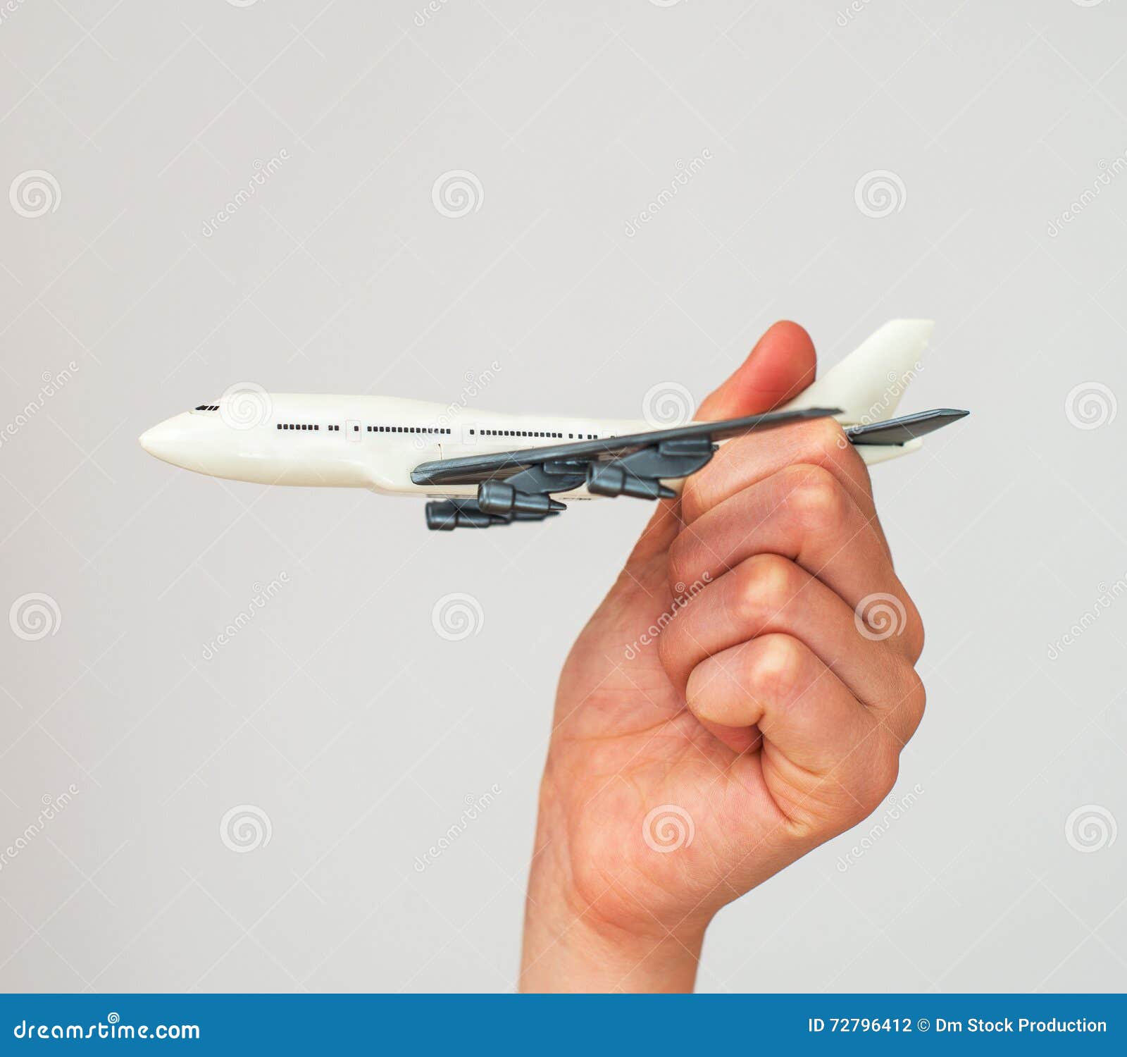 Child Hand Holding Model Airplane. Stock Photo - Image of airbus, hand ...