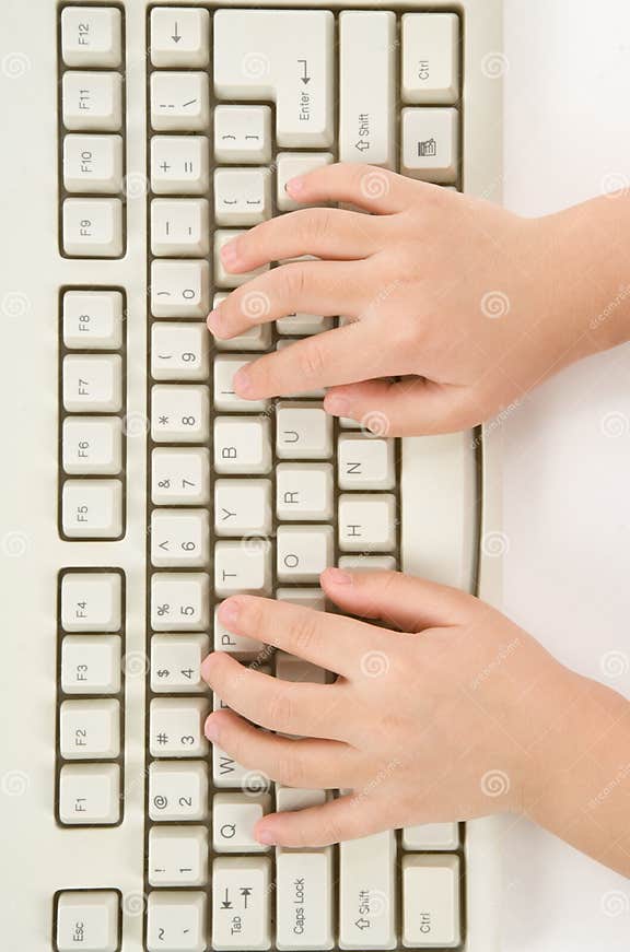 Child hand and Keyboard stock image. Image of child, hand - 7342865