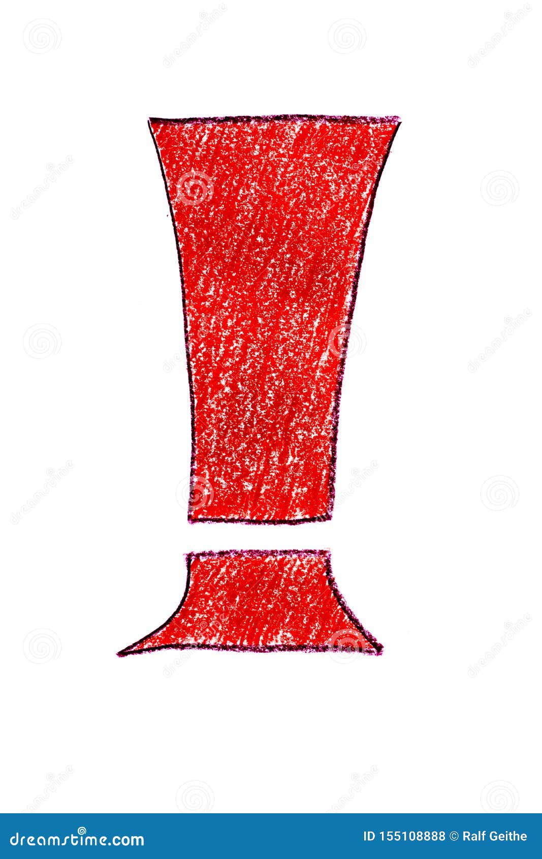 A Child Hand Painted Red Exclamation Mark on White Background Stock ...