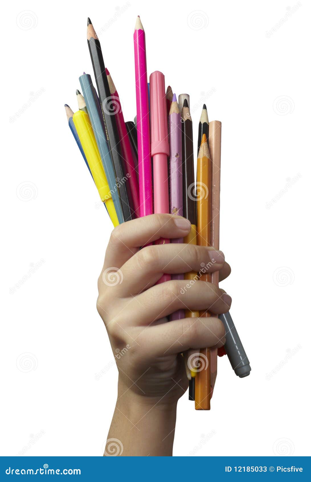 Child hand with pencils stock image. Image of child, creativity - 12185033