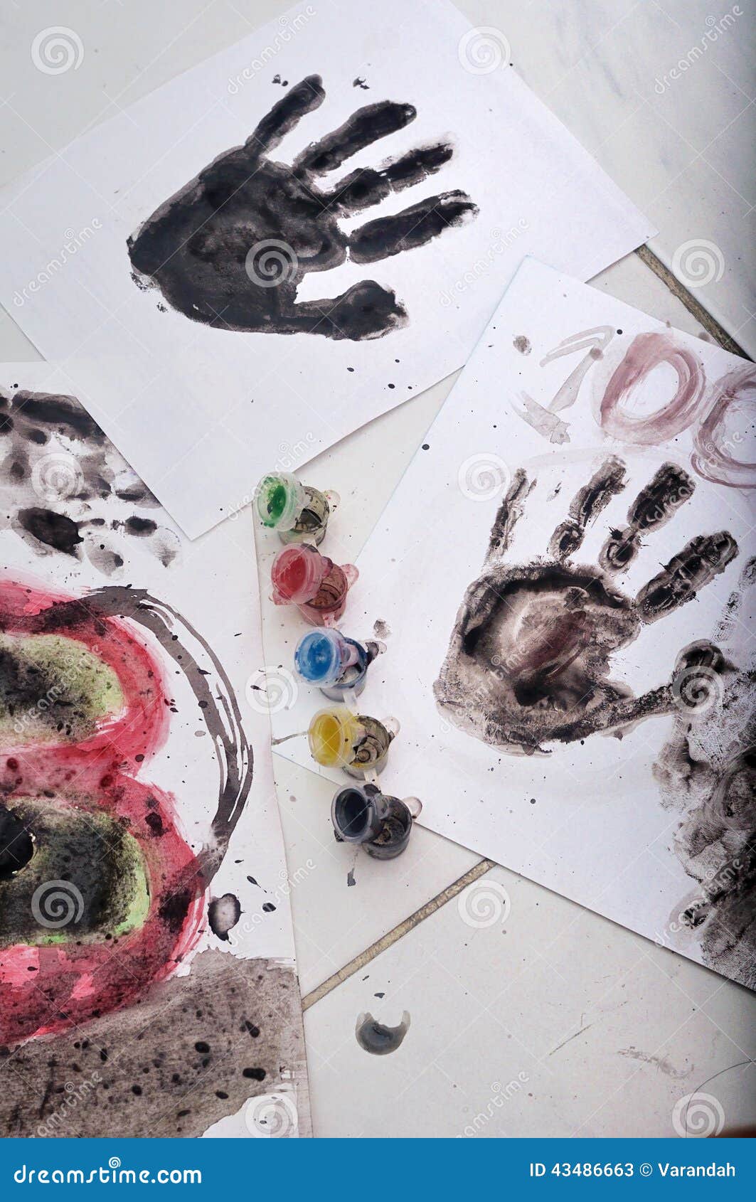 Child hand print in paper stock image. Image of handprint - 43486663