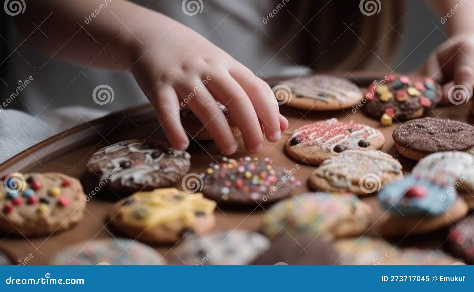 Child Hand Take Cookies on Table Generative Ai Stock Illustration ...