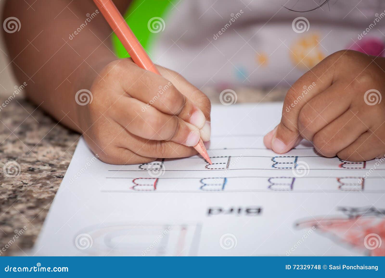 Child Hand Writing Her Homework Stock Photo - Image of holding, child ...