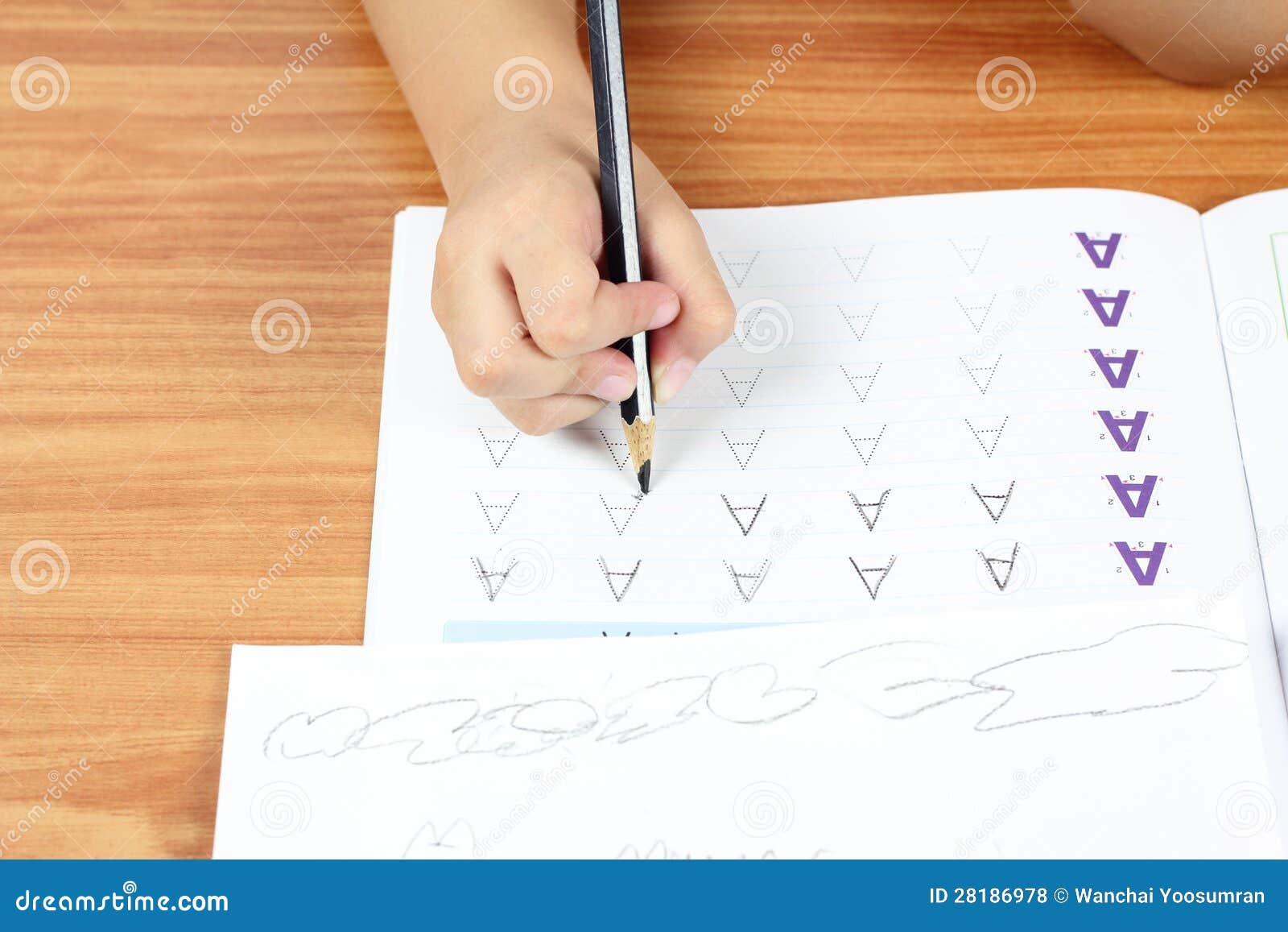 Child Hand Writing Homework Stock Photo - Image of pupil, student: 28186978