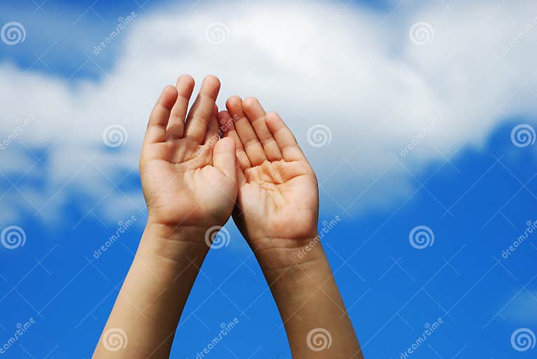 Child hands stock photo. Image of praising, raising, hand - 20002634
