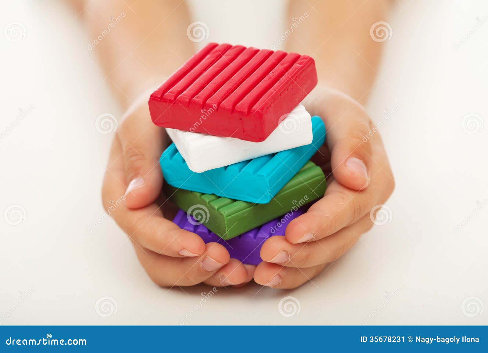 Child Hands with Colorful Clay Blocks Stock Image - Image of handcraft ...