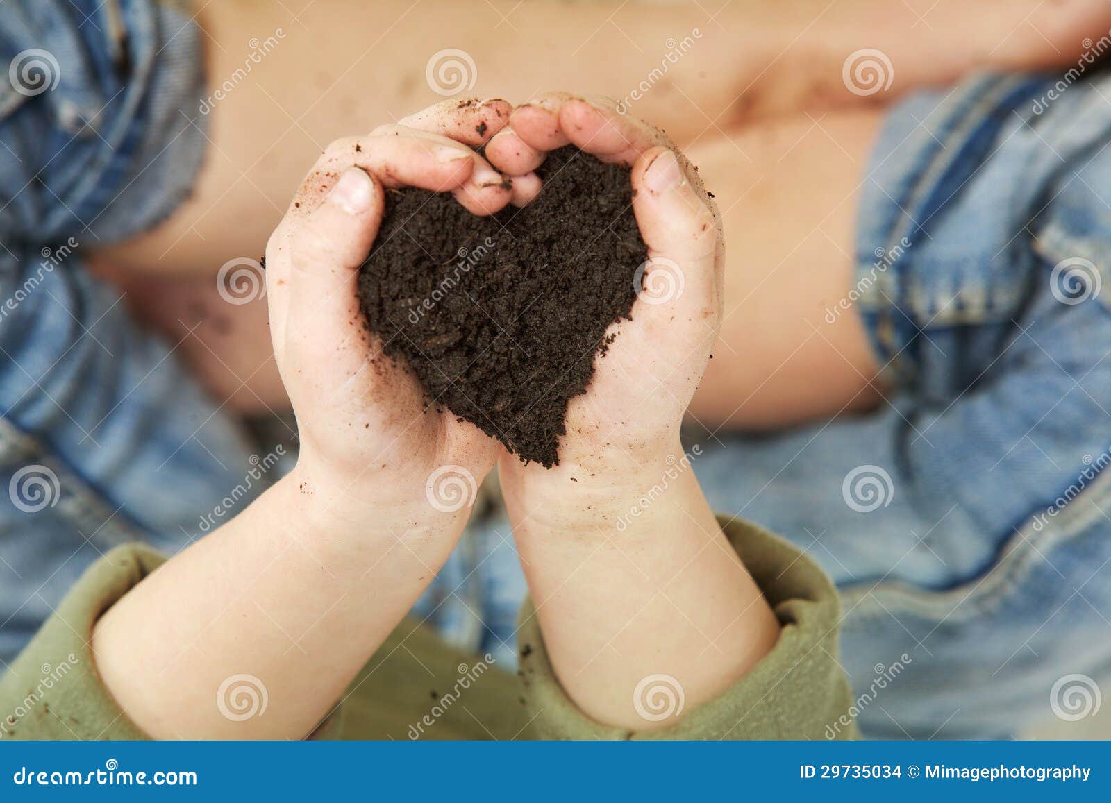 Child Hands Holding Soil in Heart Shape Stock Photo - Image of close ...
