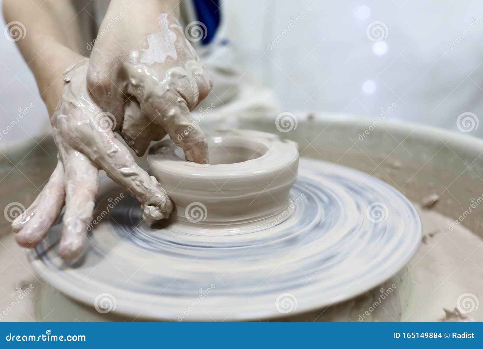 Child hands making in clay stock photo. Image of handmade - 165149884