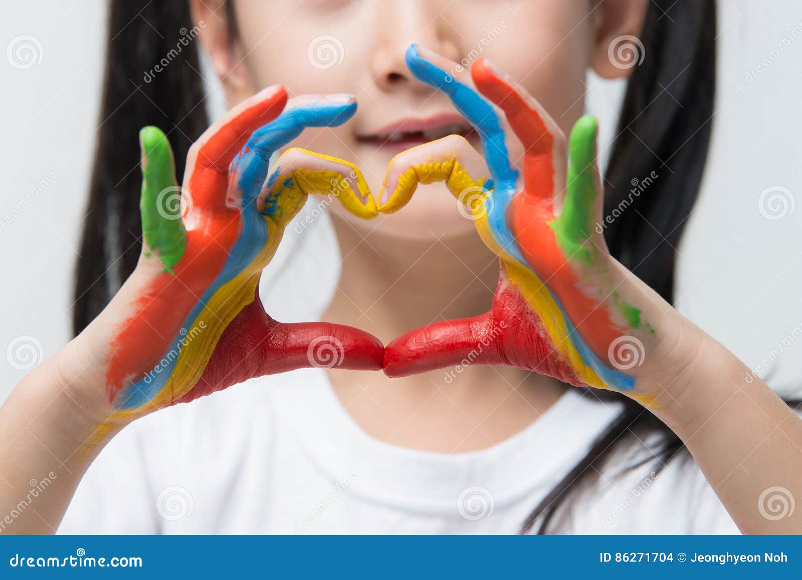 Child Hands Painted Make a Heart Shape Stock Photo - Image of life ...