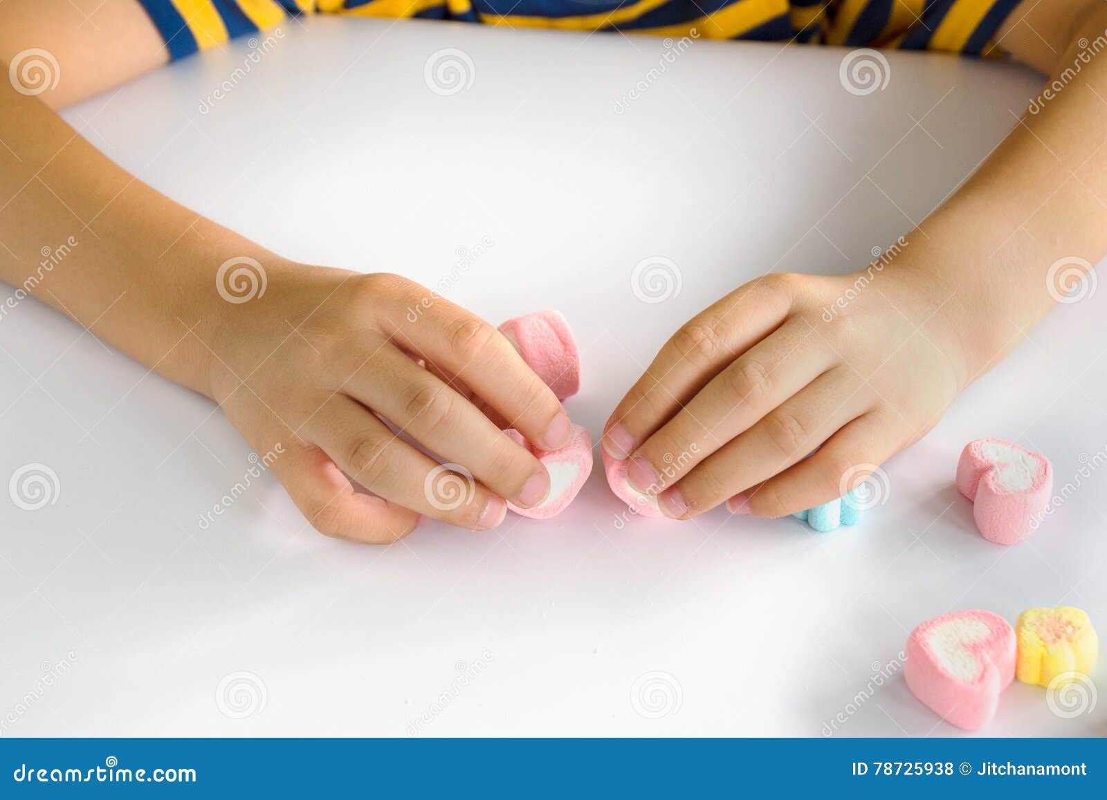 Child Hands Play Jellys on White Table Stock Photo - Image of hand ...