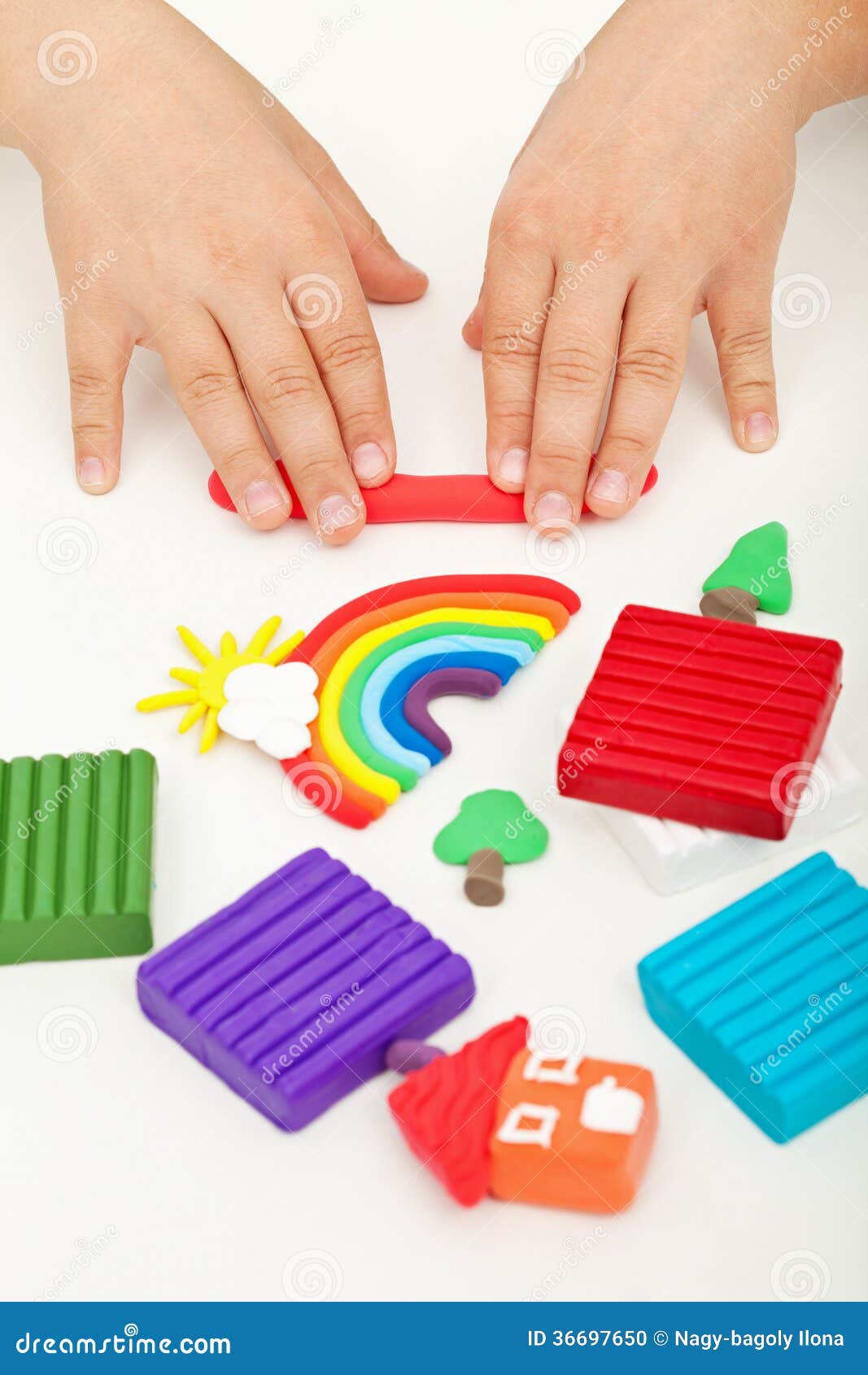 Child Hands Playing with Modeling Clay Stock Photo - Image of handcraft ...