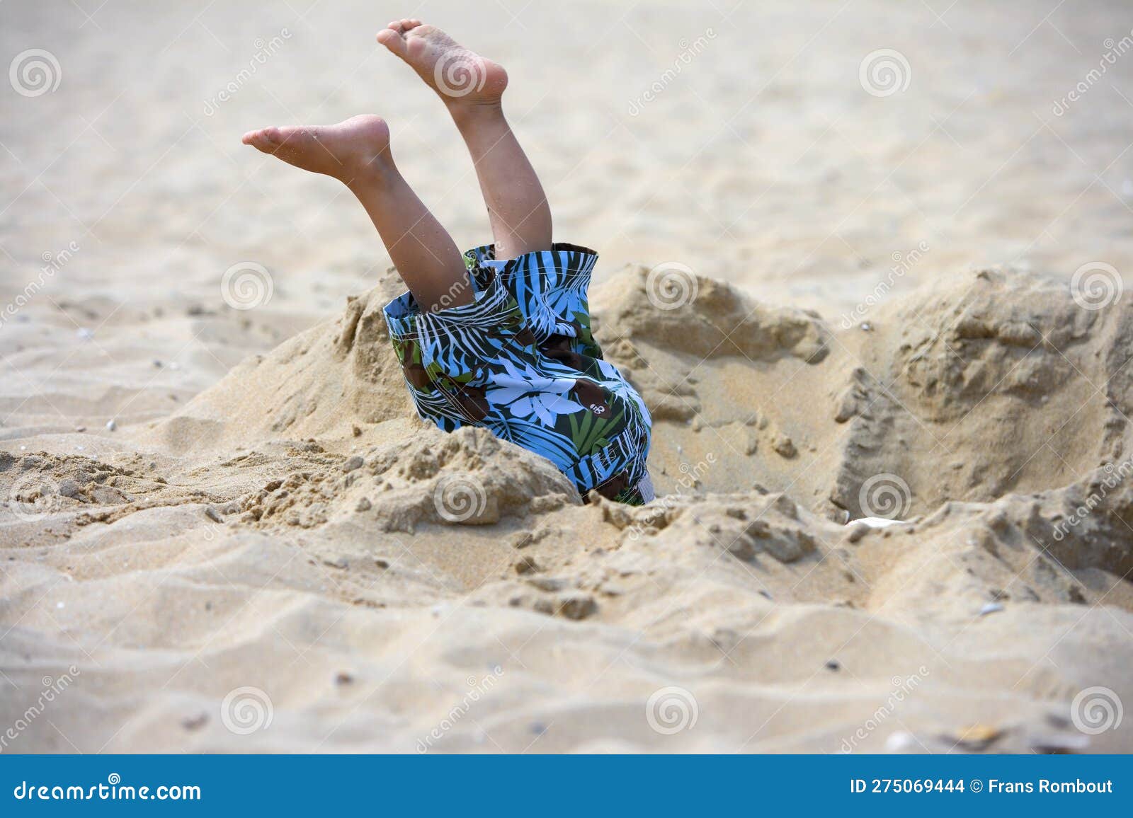 Child Has Fallen in a Pit on the Beach Stock Photo - Image of dangerous ...