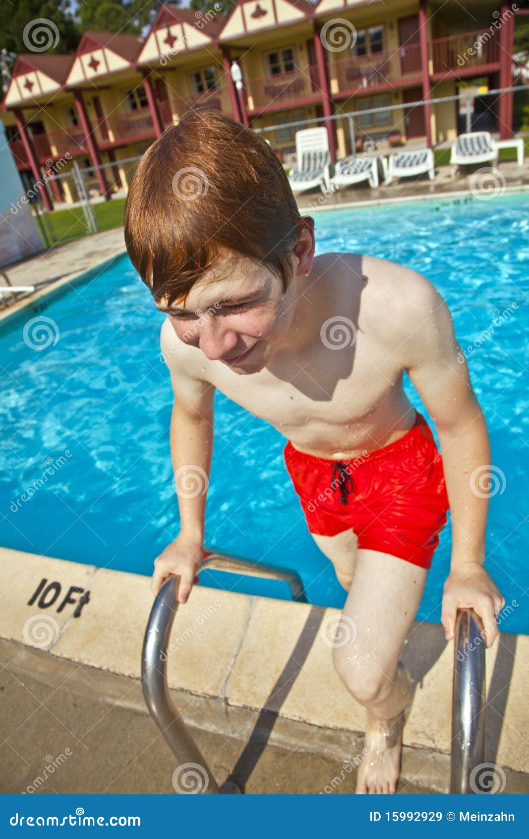Child has fun in the pool stock image. Image of european - 15992929