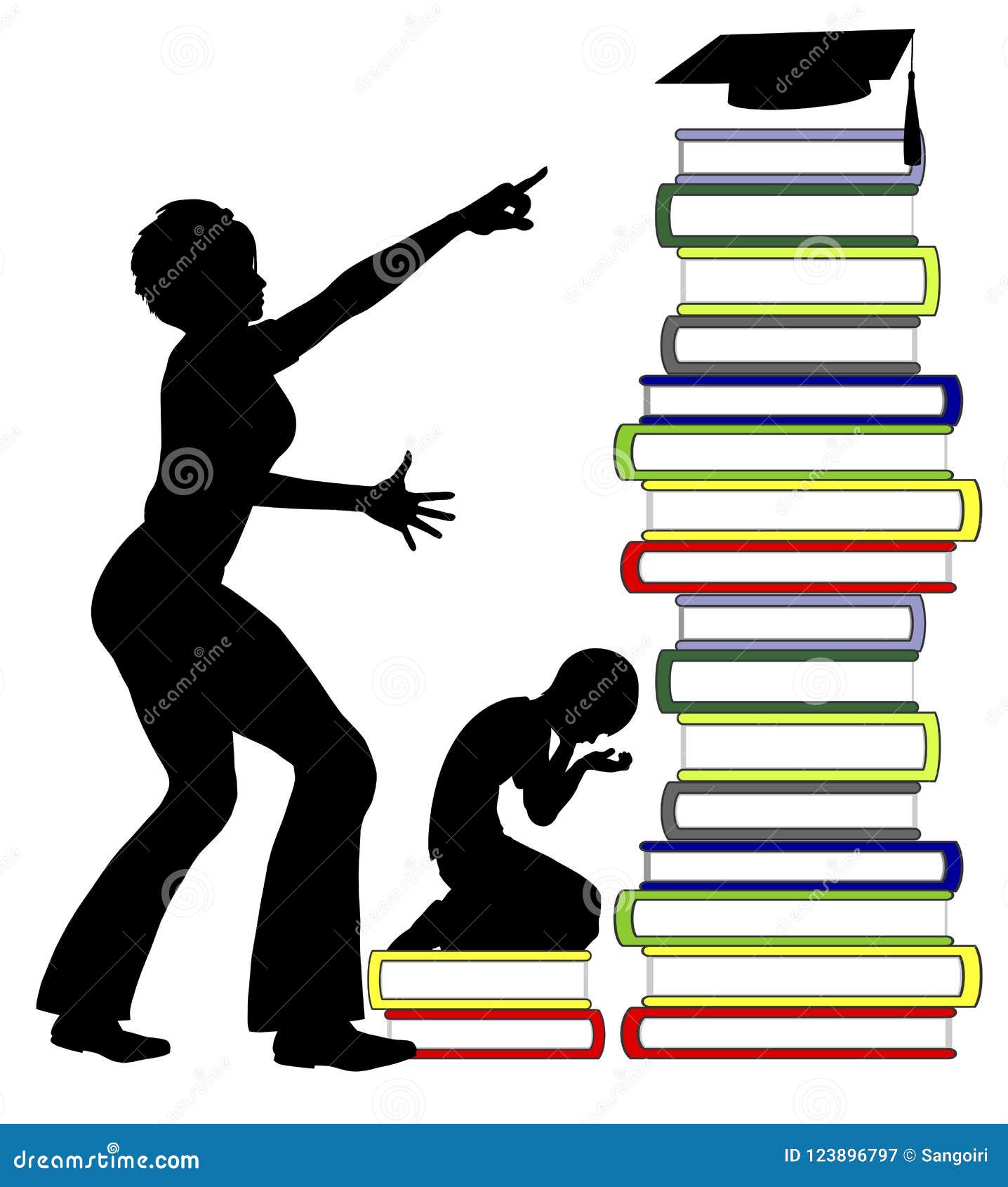 Child Has Hard Time with Strict Teacher Stock Illustration ...