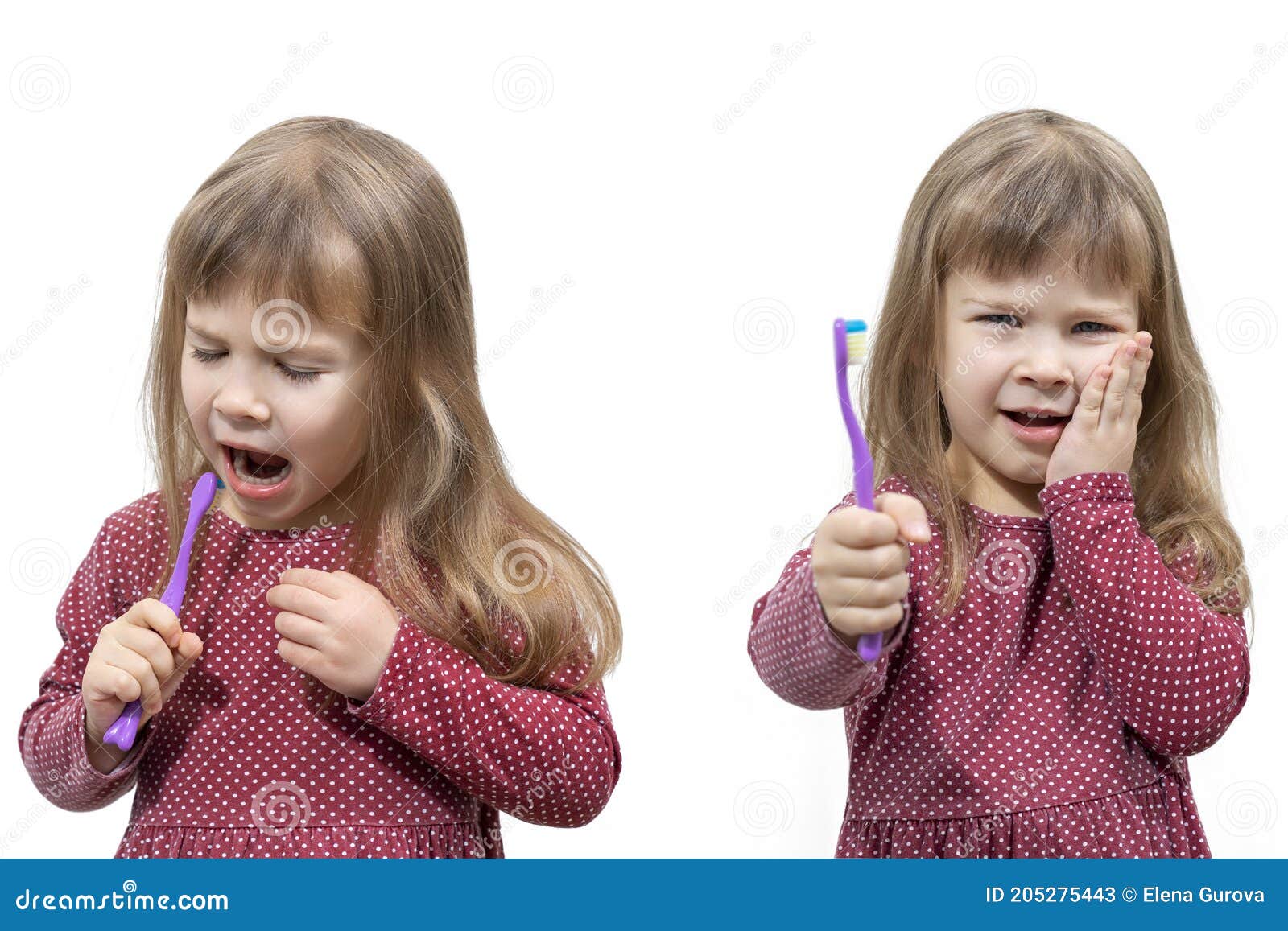 Child Has Pain when Brushing Teeth Stock Image - Image of increased ...