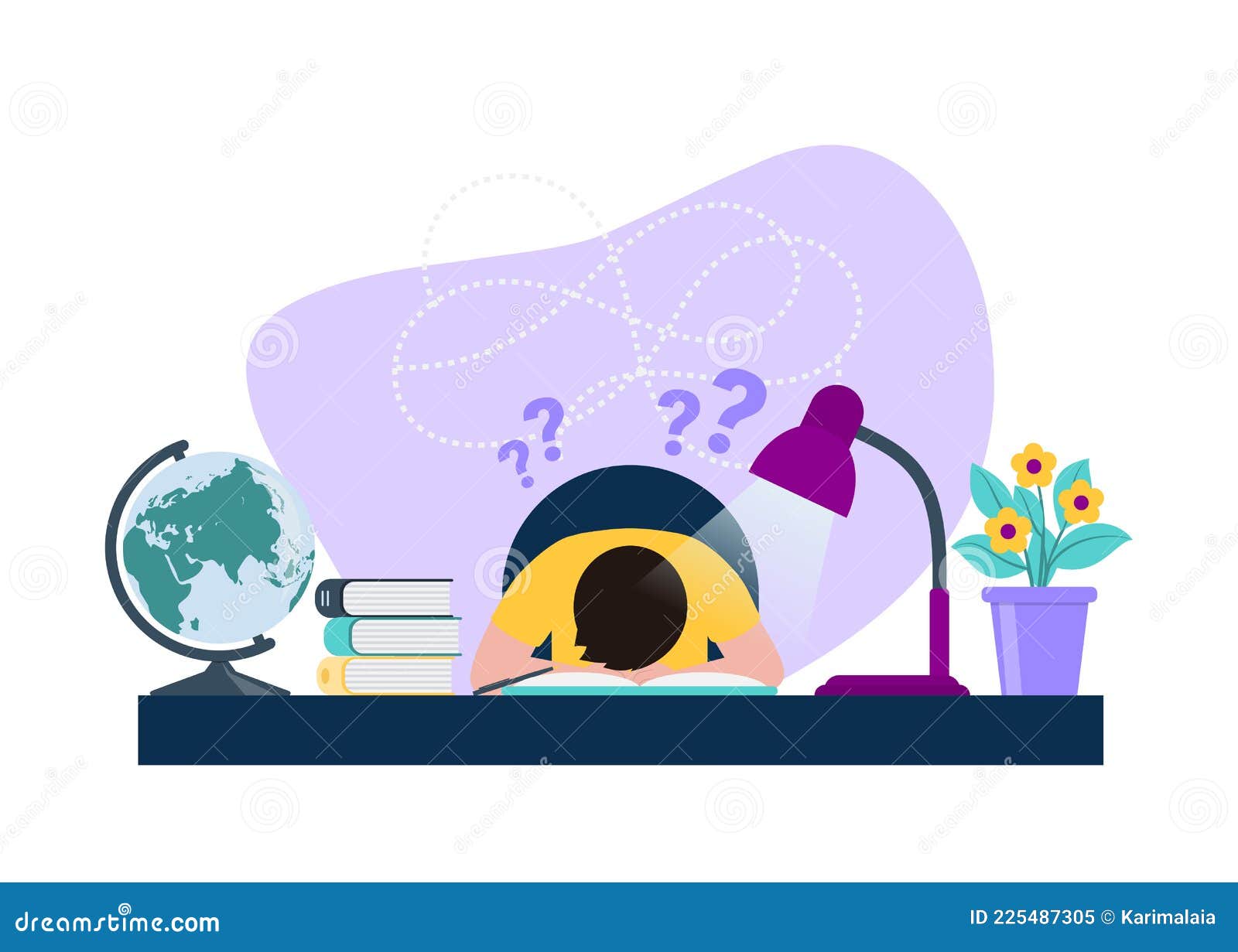 Child Has Problem with Homework Stock Vector - Illustration of weary ...