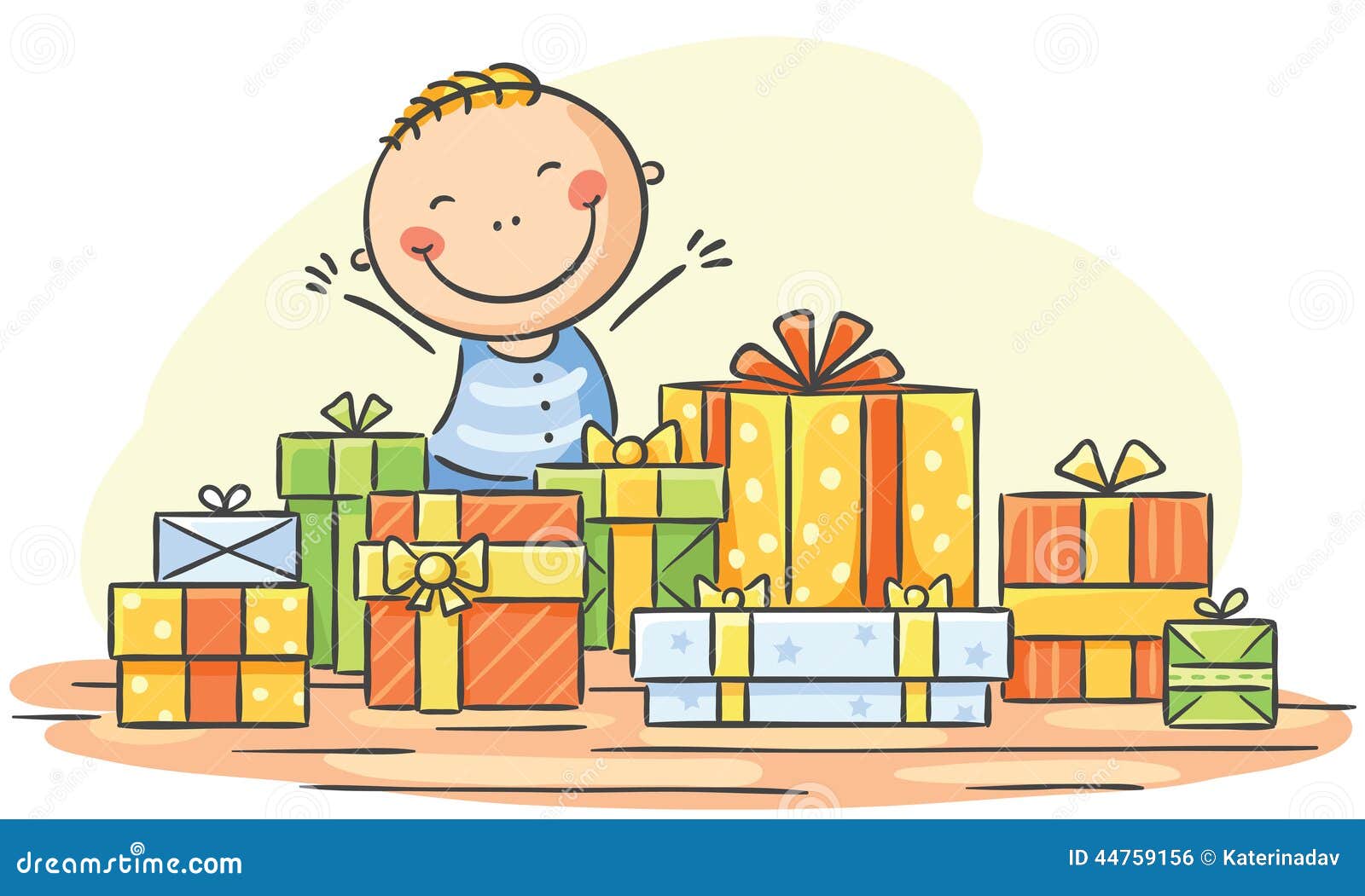 Child Has Too Many Presents Stock Vector - Illustration of cartoon ...