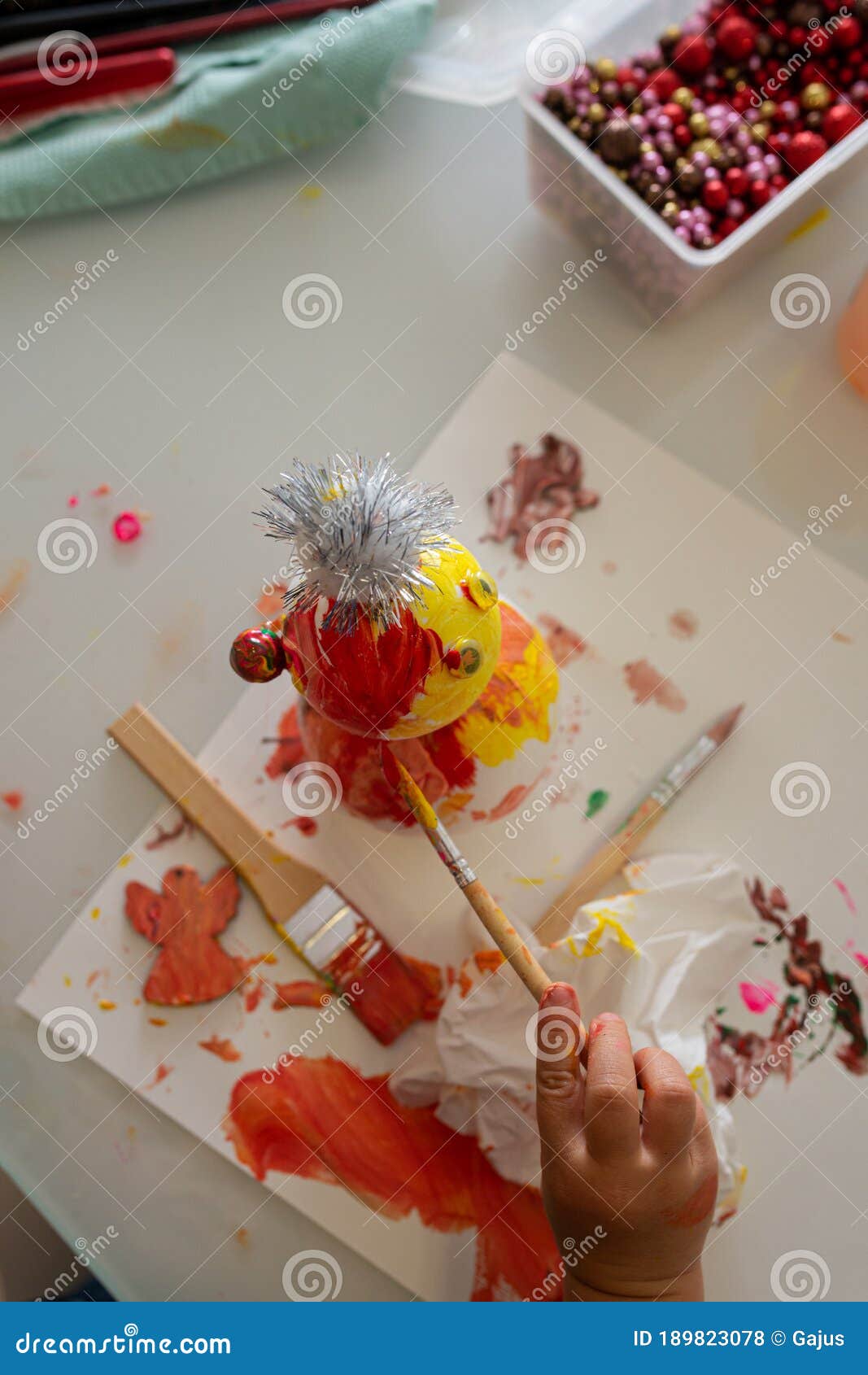 Child Having Fun and Creating with Materials Stock Photo - Image of ...