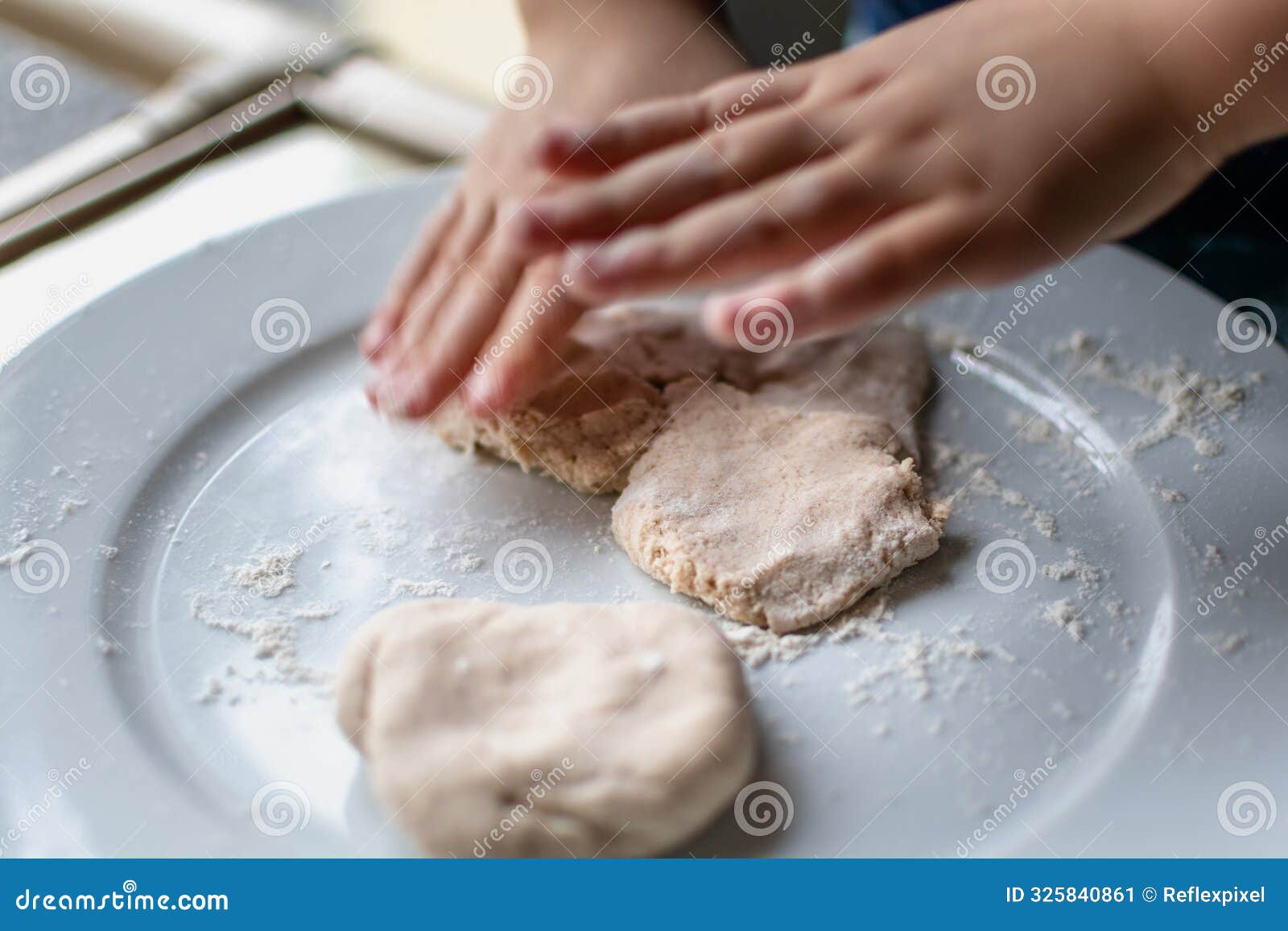 Child Having Fun Modeling Salt Dough, Authentic Activity, Fine Motor ...