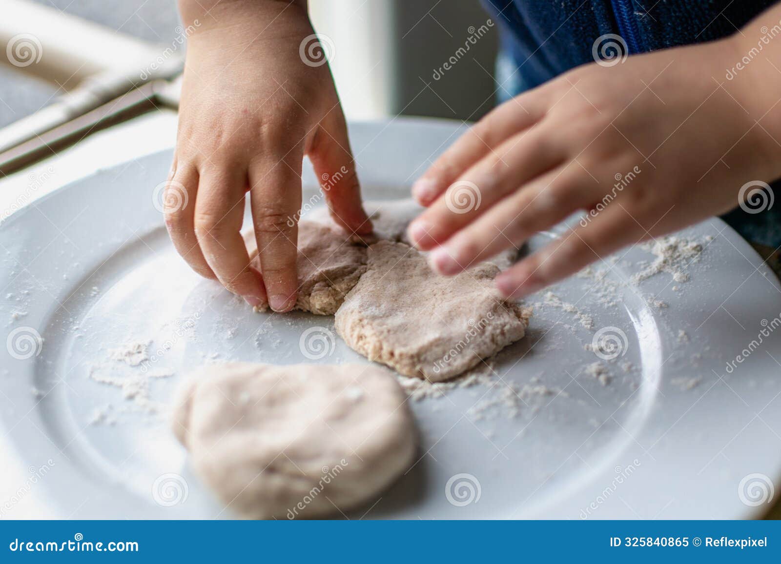 Child Having Fun Modeling Salt Dough, Authentic Activity, Fine Motor ...
