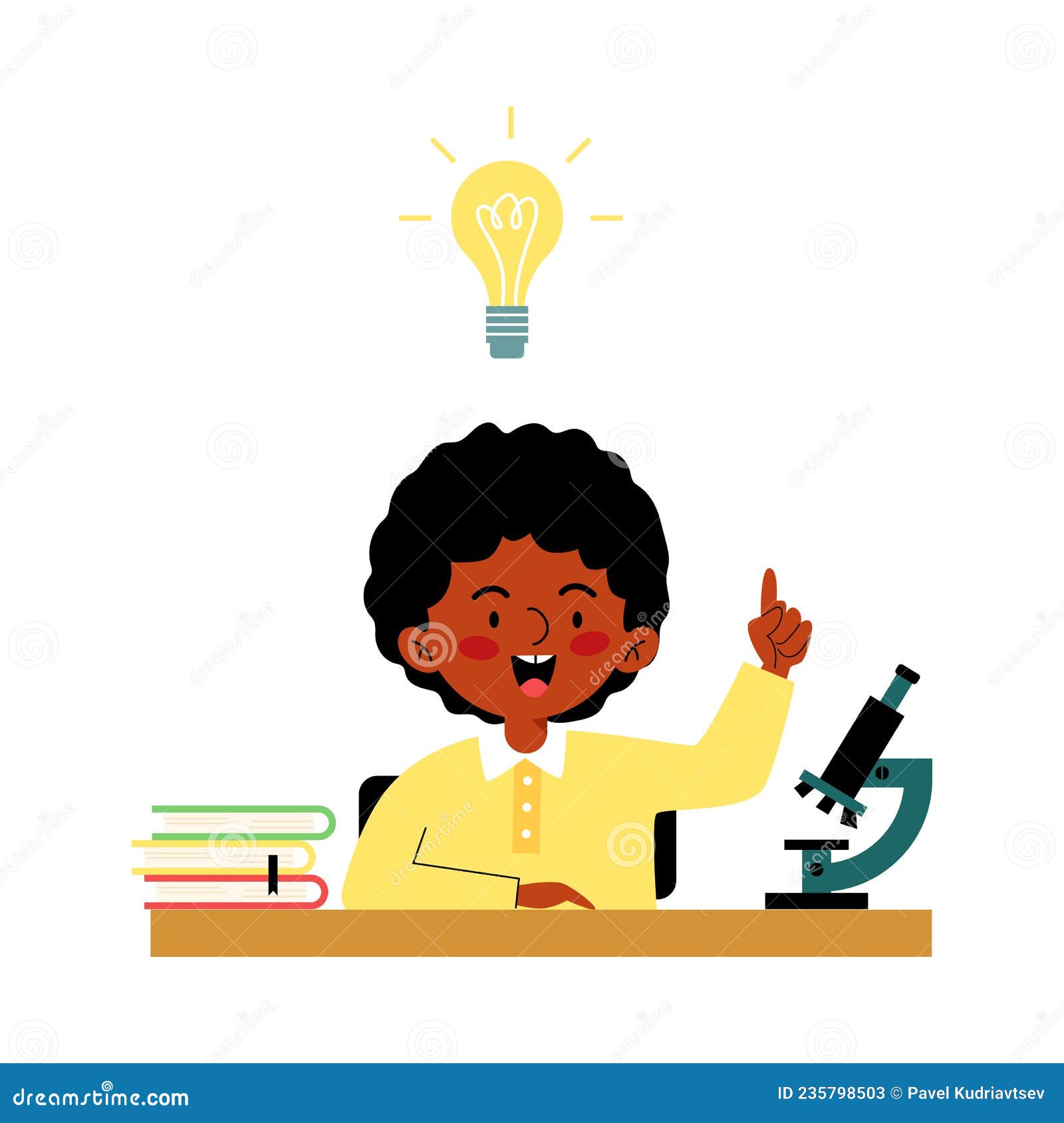 Child Having Genius Idea and Smart Solution, Flat Vector Illustration ...