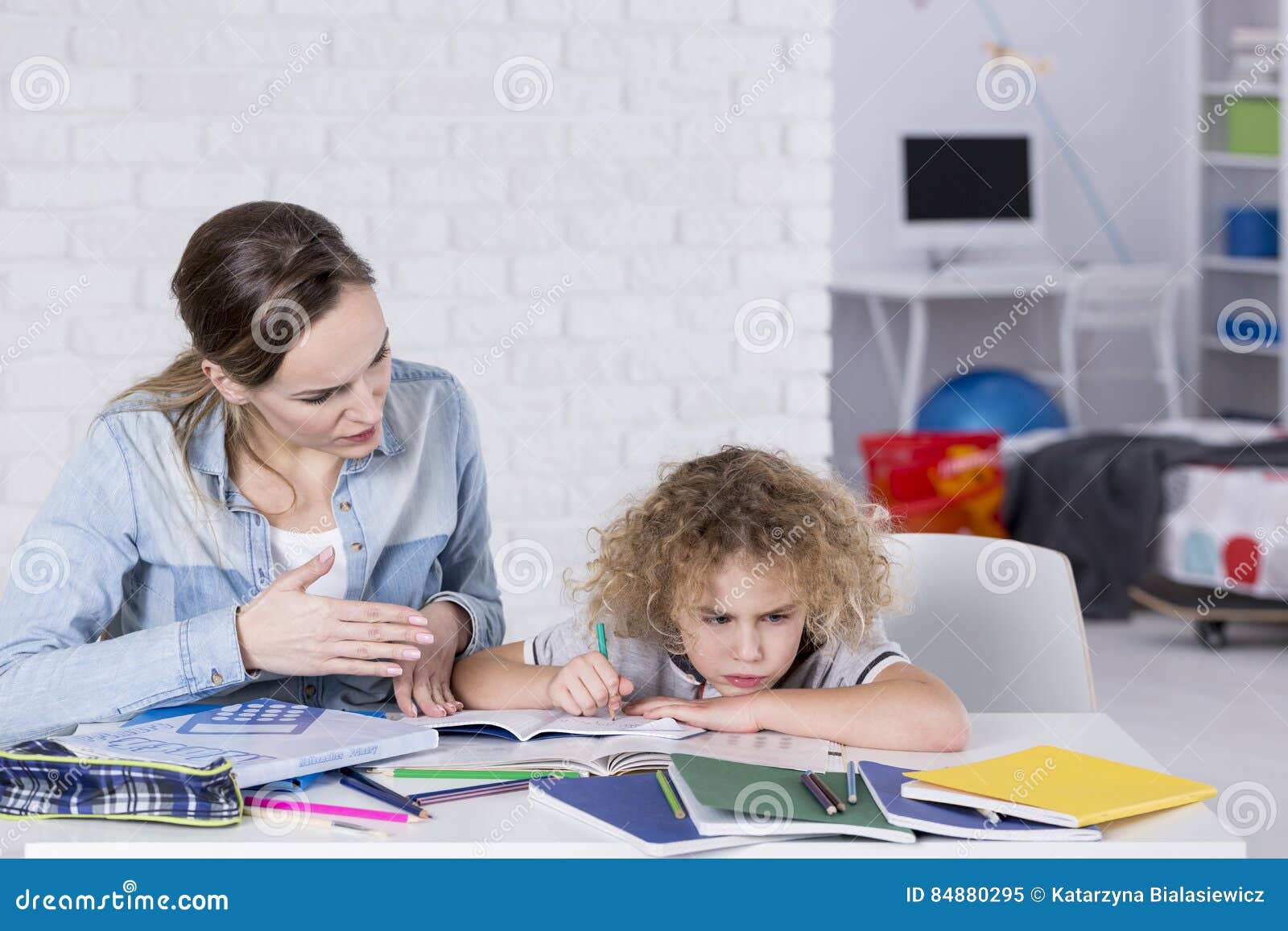 Child Having Problem with Concentration Stock Image - Image of learn ...