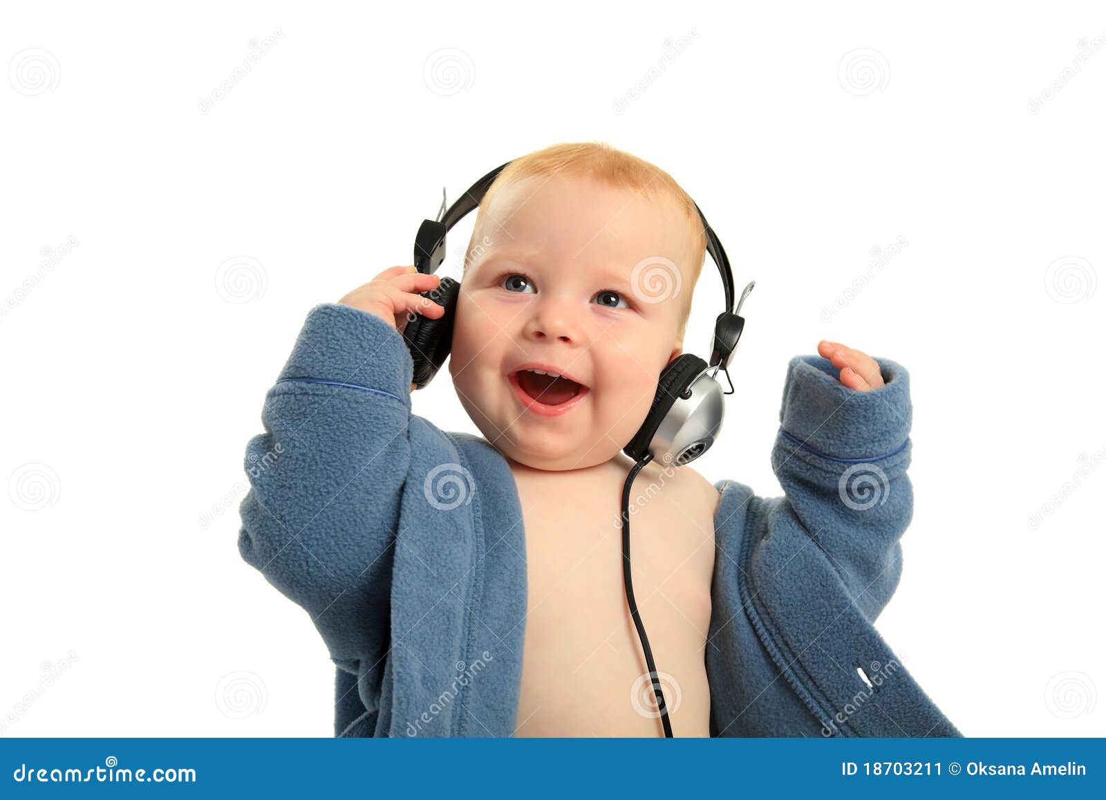 Child with headphones stock image. Image of months, cute - 18703211