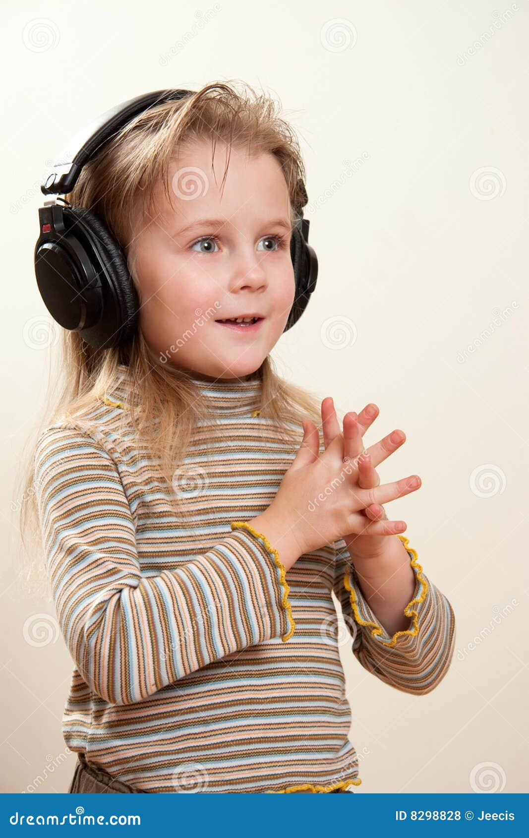 Child with headphones stock photo. Image of adorable, female - 8298828