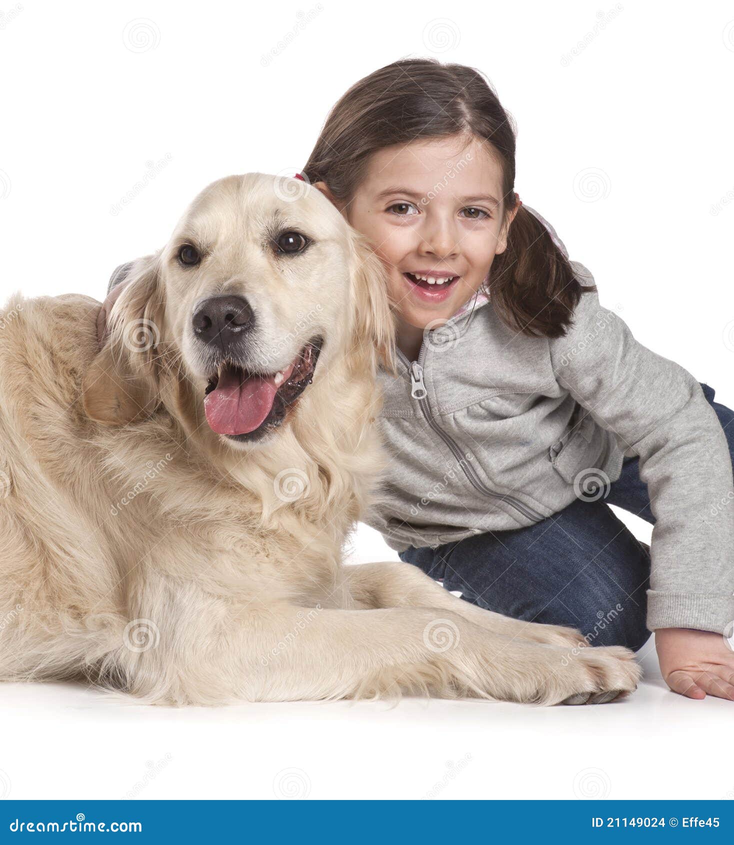 A child with her dog stock photo. Image of brunette, color - 21149024