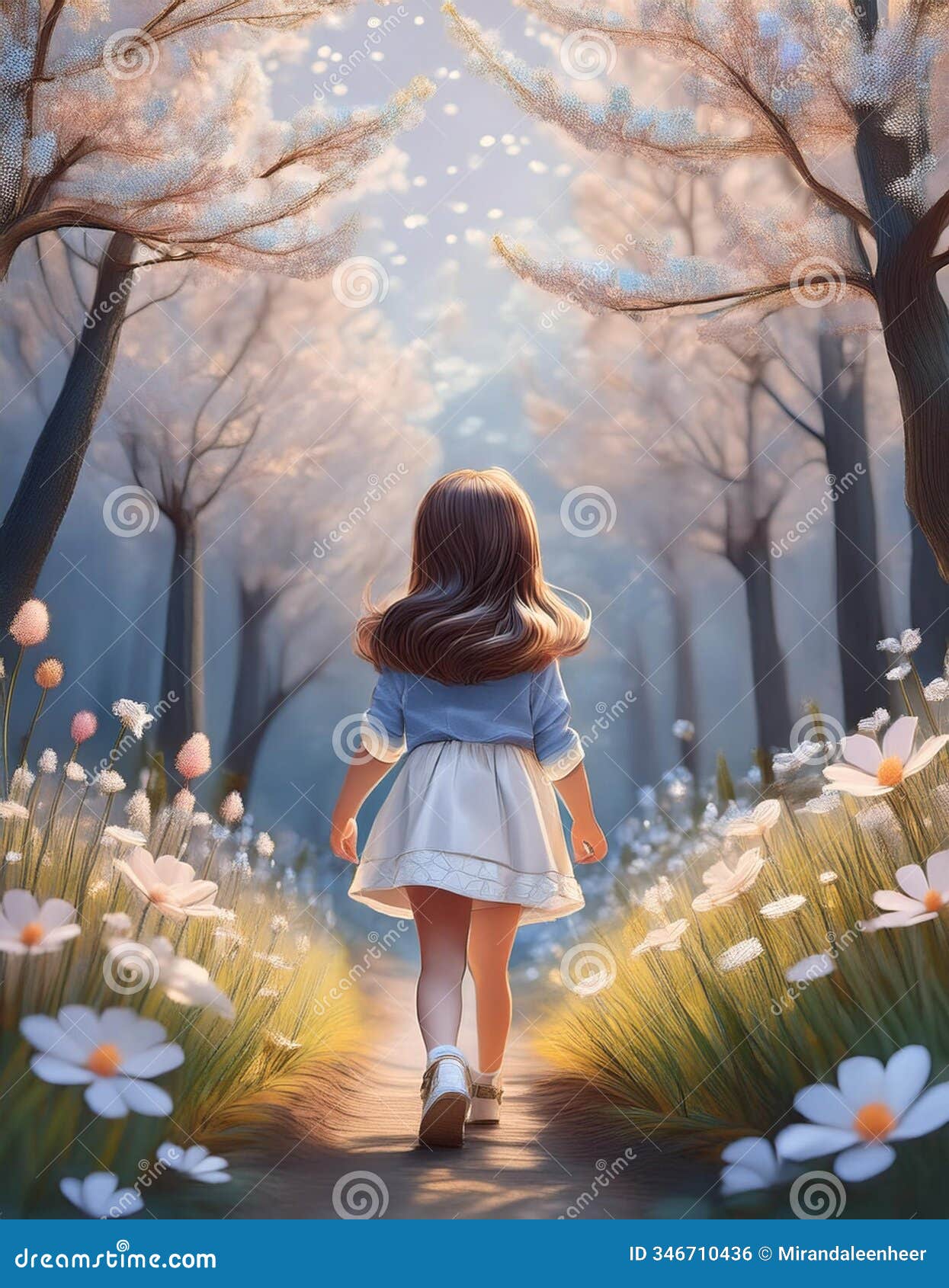 Child Hiking in Spring Forest Cartoon Stock Illustration - Illustration ...
