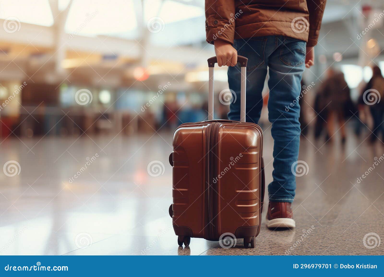 Child Hold Baggage on Airport Terminal Stock Image - Image of passenger ...