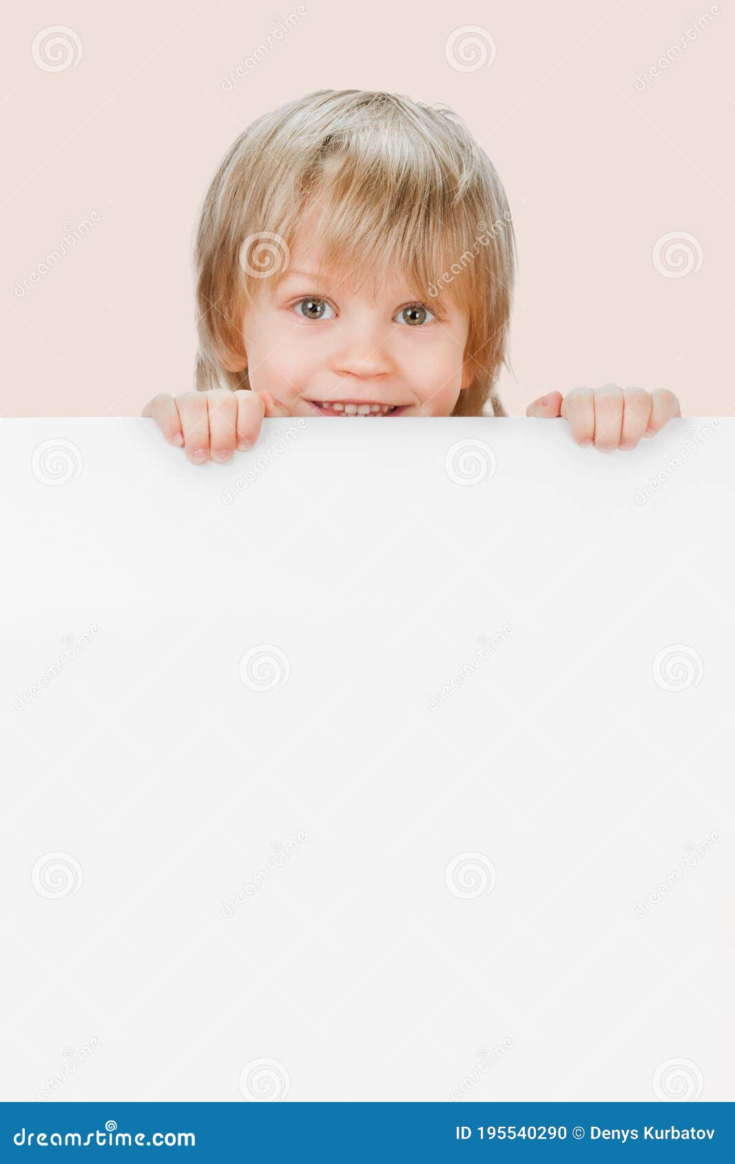 Child holding banner stock photo. Image of isolated - 195540290