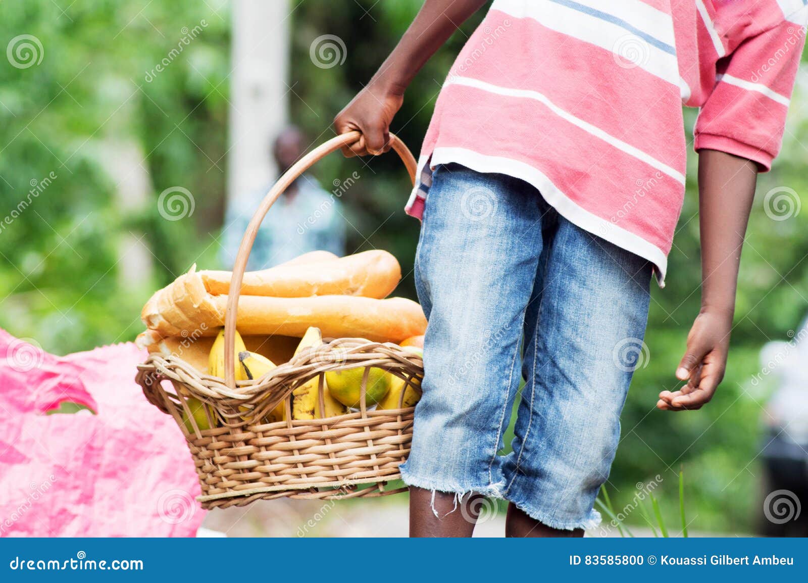 Child Holding a Basket of Food. Stock Photo - Image of fruit, abidjan ...